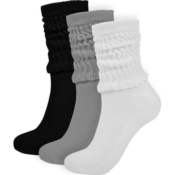 Crew Slouch Socks Women - Retro Scrunch Short Sock - Soft Solid Ankle ...