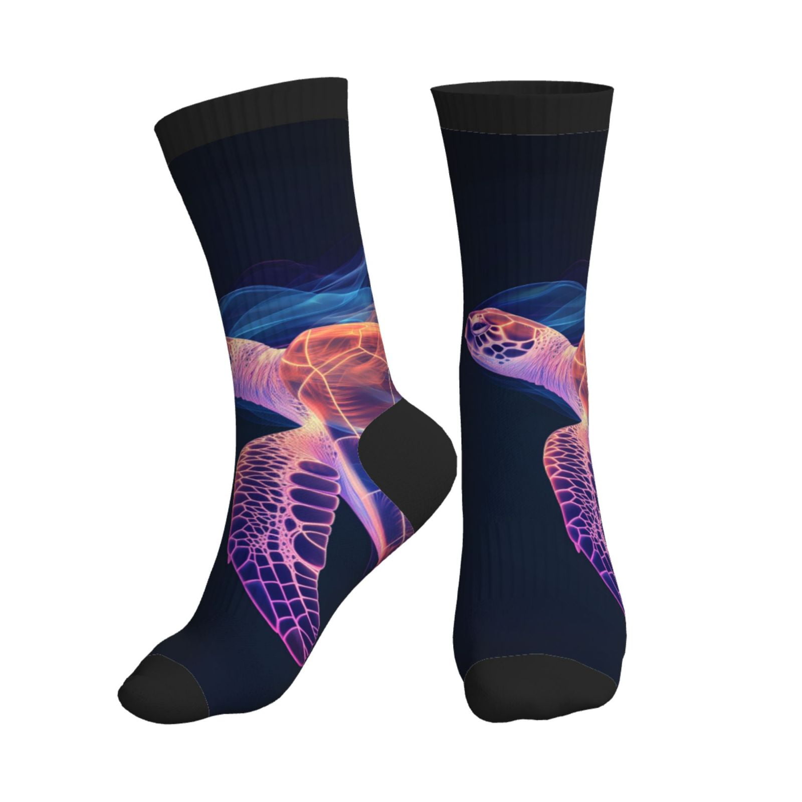 Crew Socks for Women Men Abstract Line Turtle Athletic Calf Socks ...