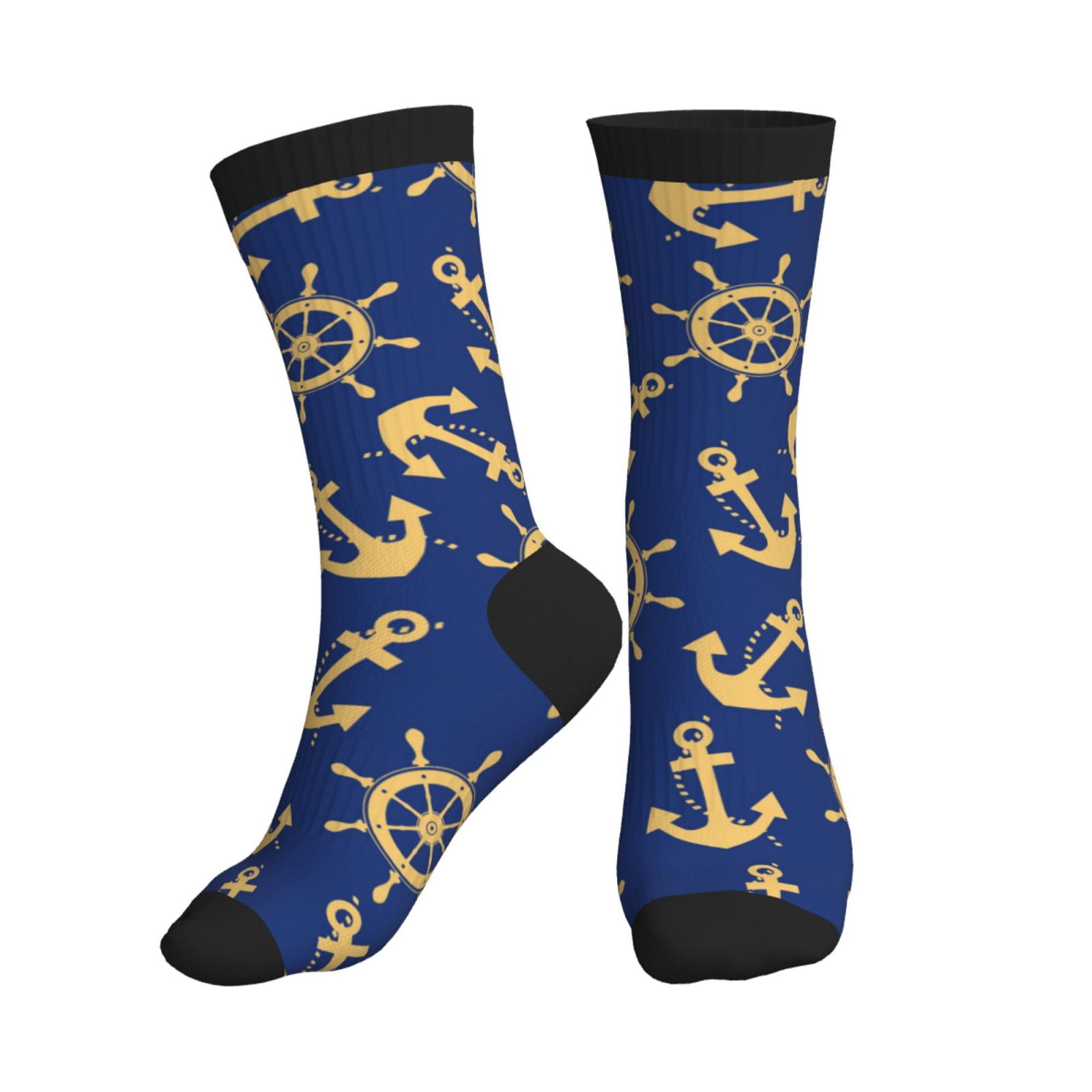 Crew Socks for Women Men, Anchors and Nautical Moisture Running ...