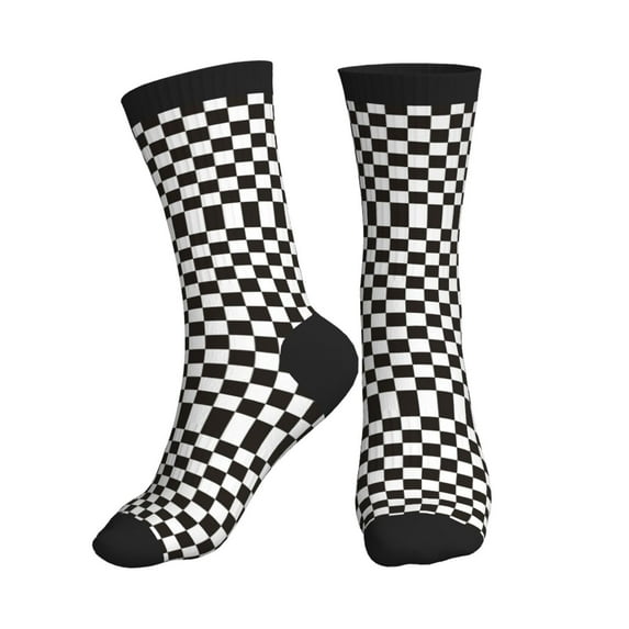 Crew Socks for Women Men Athletic - Black and White Checkerboard Soft ...