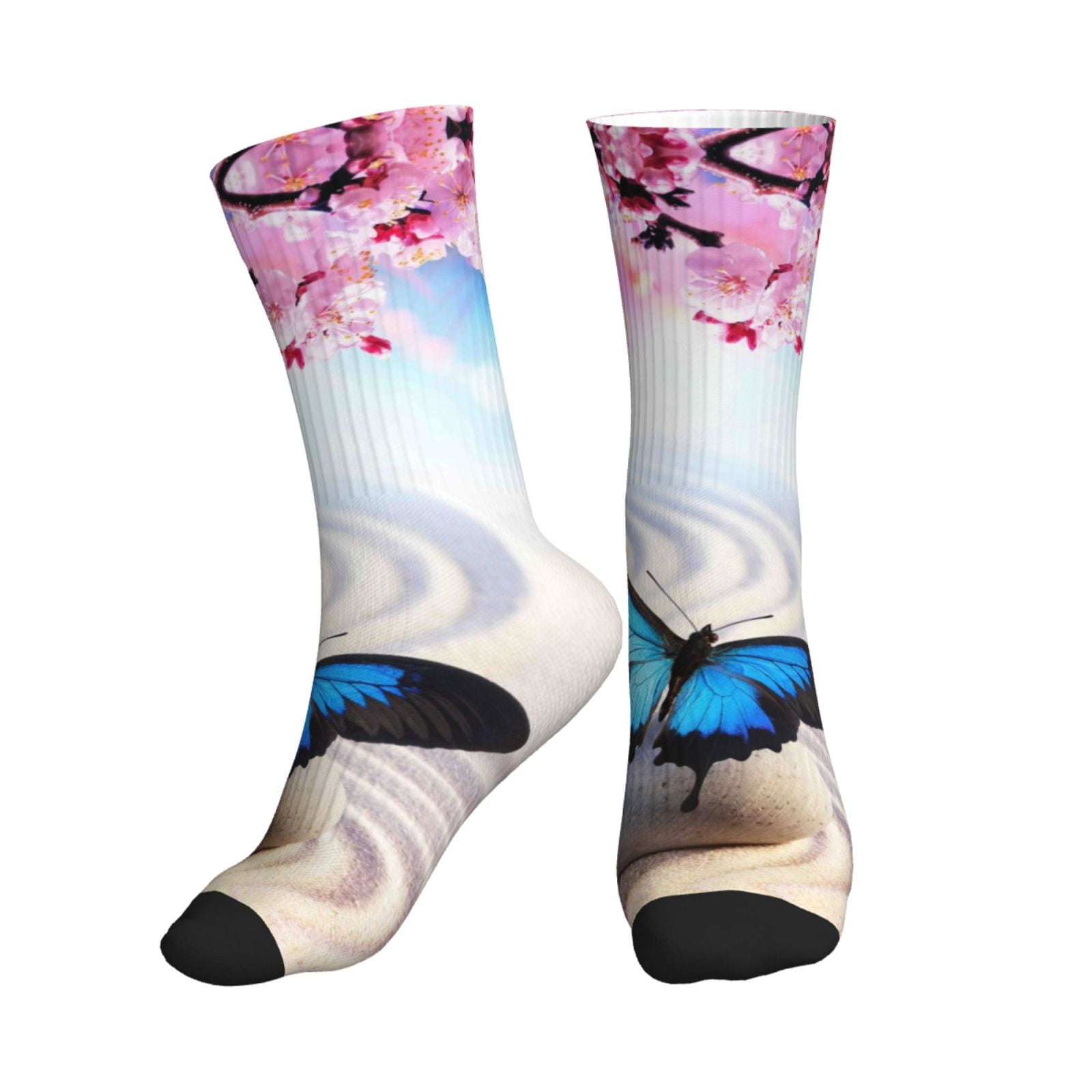 Crew Socks for Women Men Athletic - Butterfly In Blossoms Zen Soft ...