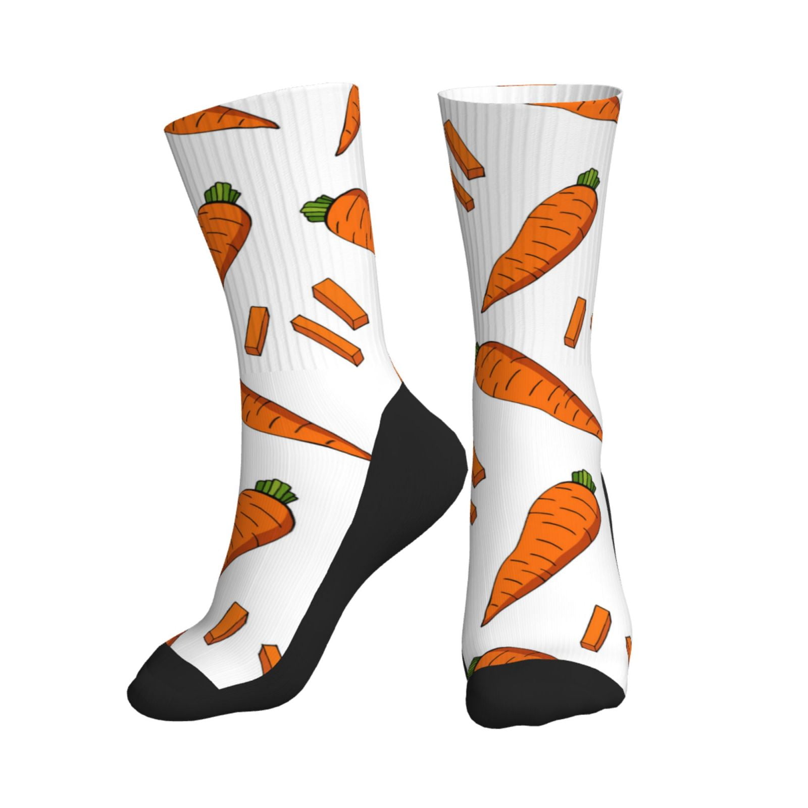 Crew Socks for Women Men Athletic - Carrot sticks Pattern Black Mid ...