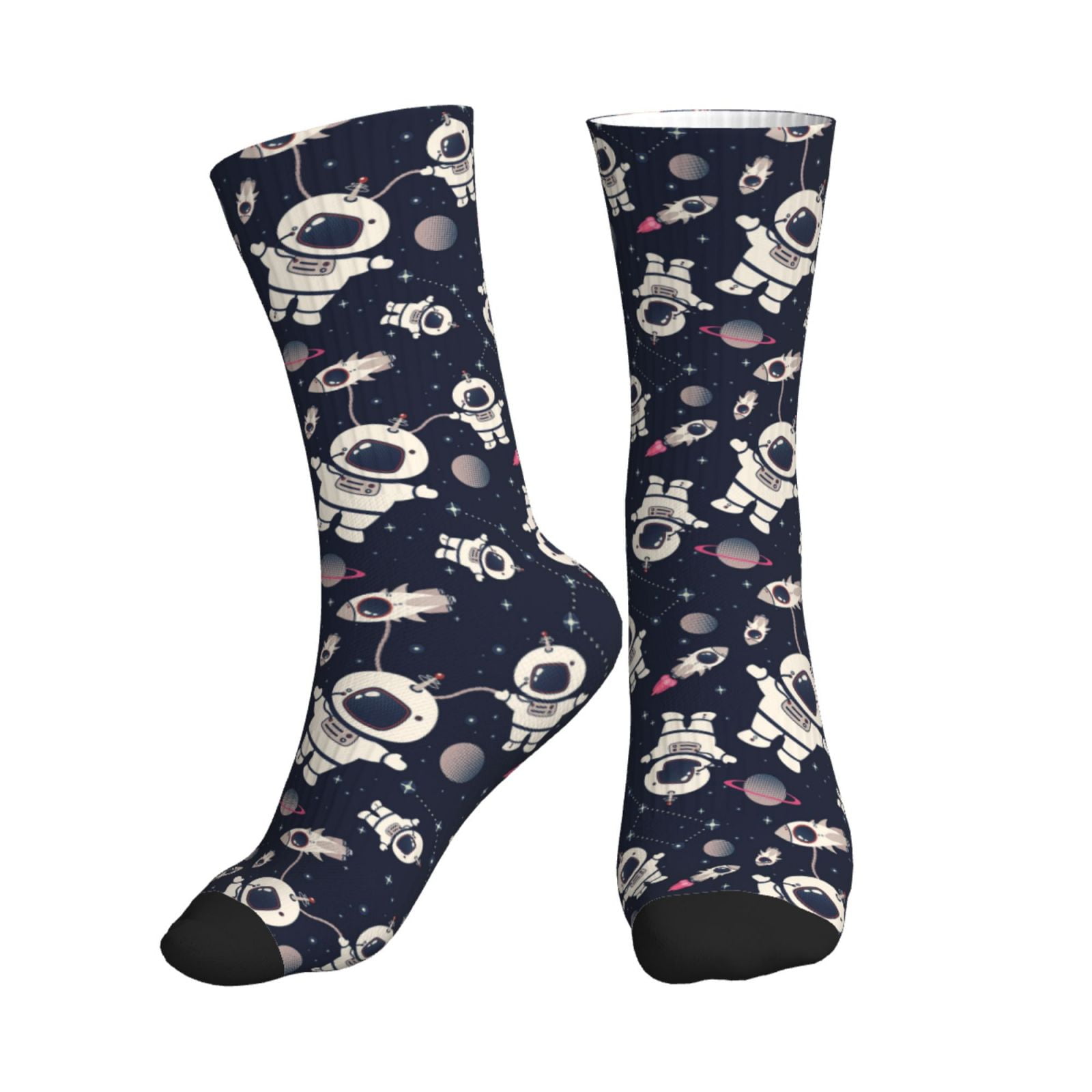 Crew Socks for Women Men Athletic - Cartoon Spaceship Soft Comfort Non ...