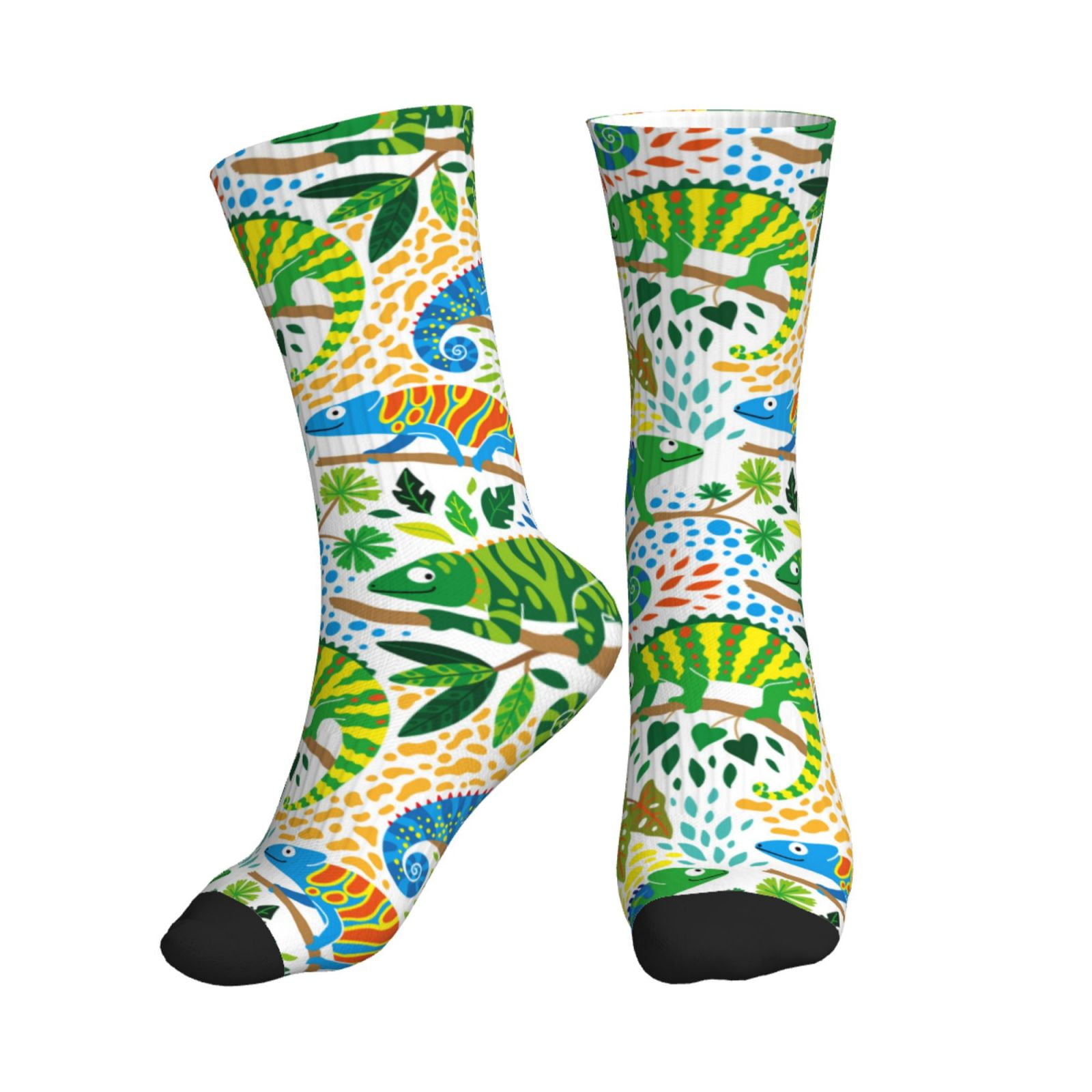 Crew Socks for Women Men Athletic - Colorful Chameleon Plant Soft ...