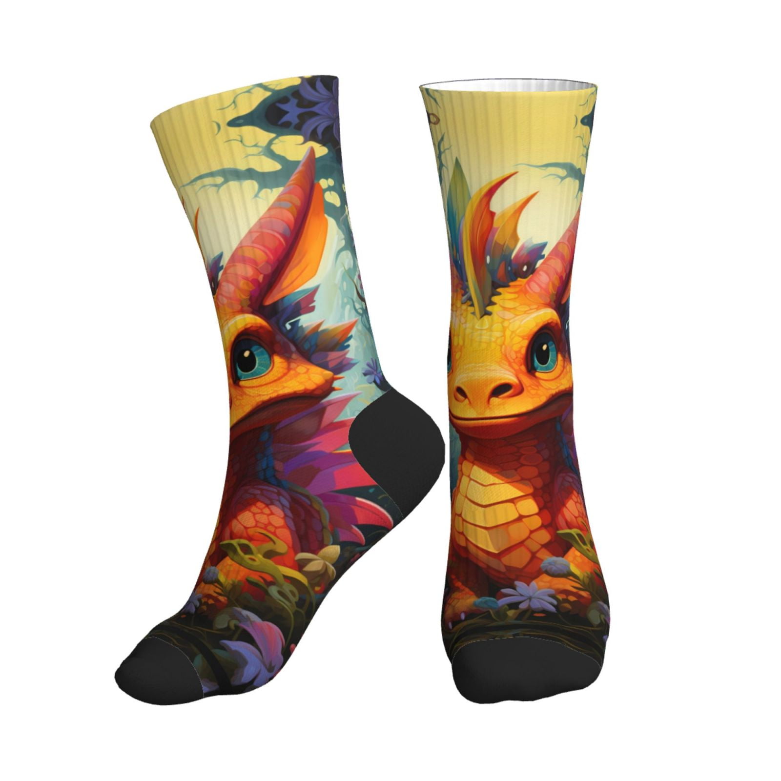 Crew Socks For Women Men Athletic Colorful Flower Chameleon Soft Comfort Non Slip Breathable