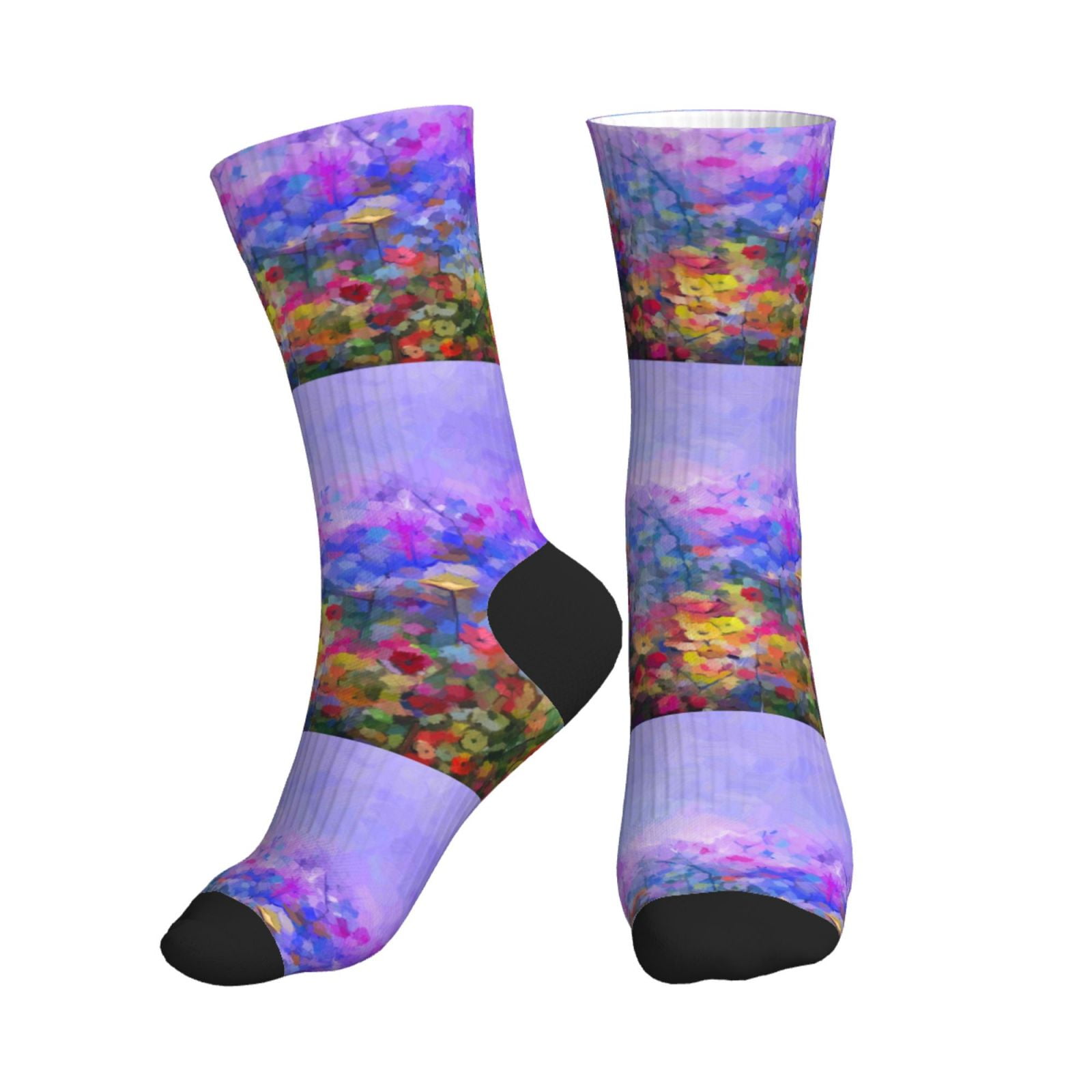 Crew Socks for Women Men Athletic - Colorful Purple Cosmos Flower Soft ...