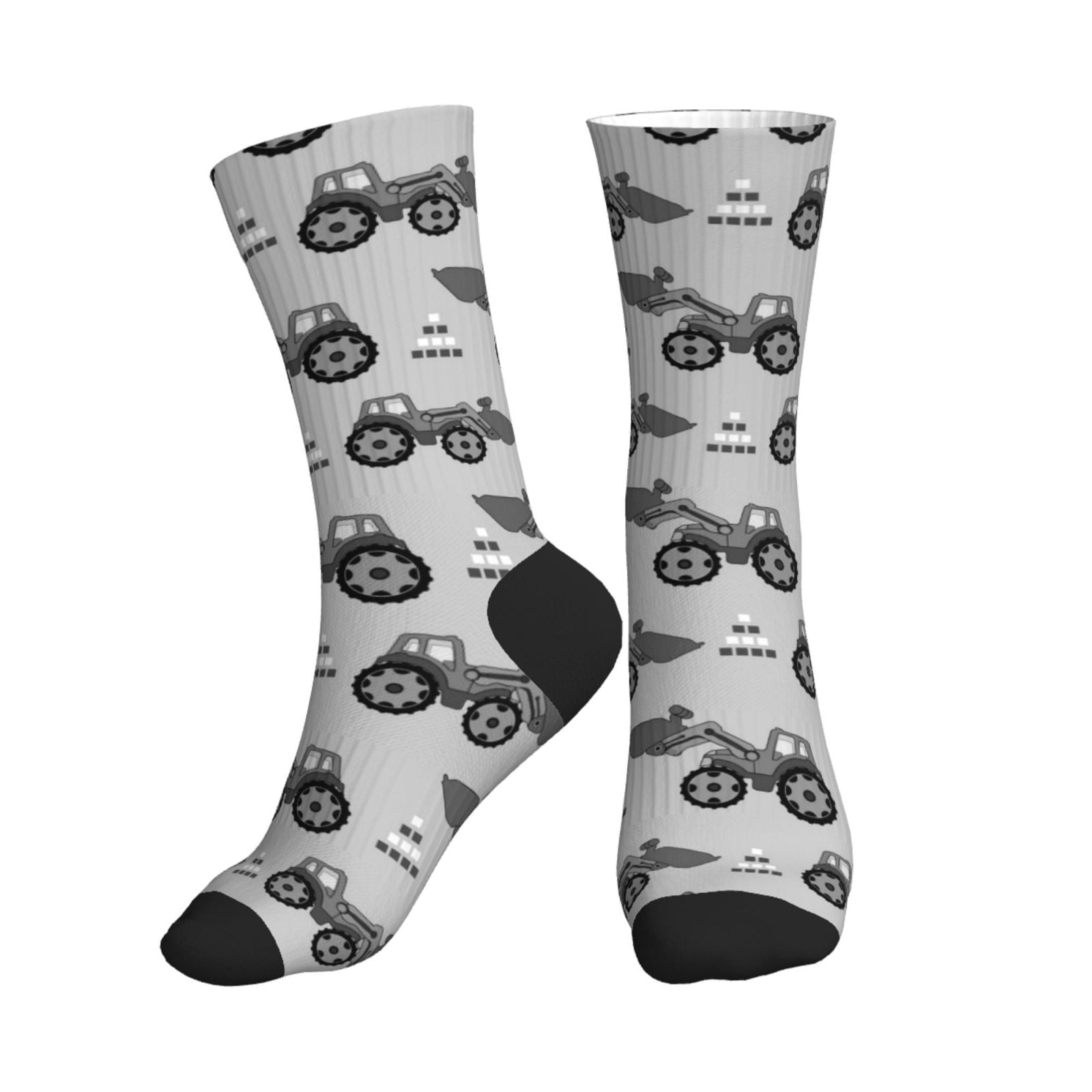 Crew Socks for Women Men Athletic - Gray Tractor Soft Comfort Non-Slip ...
