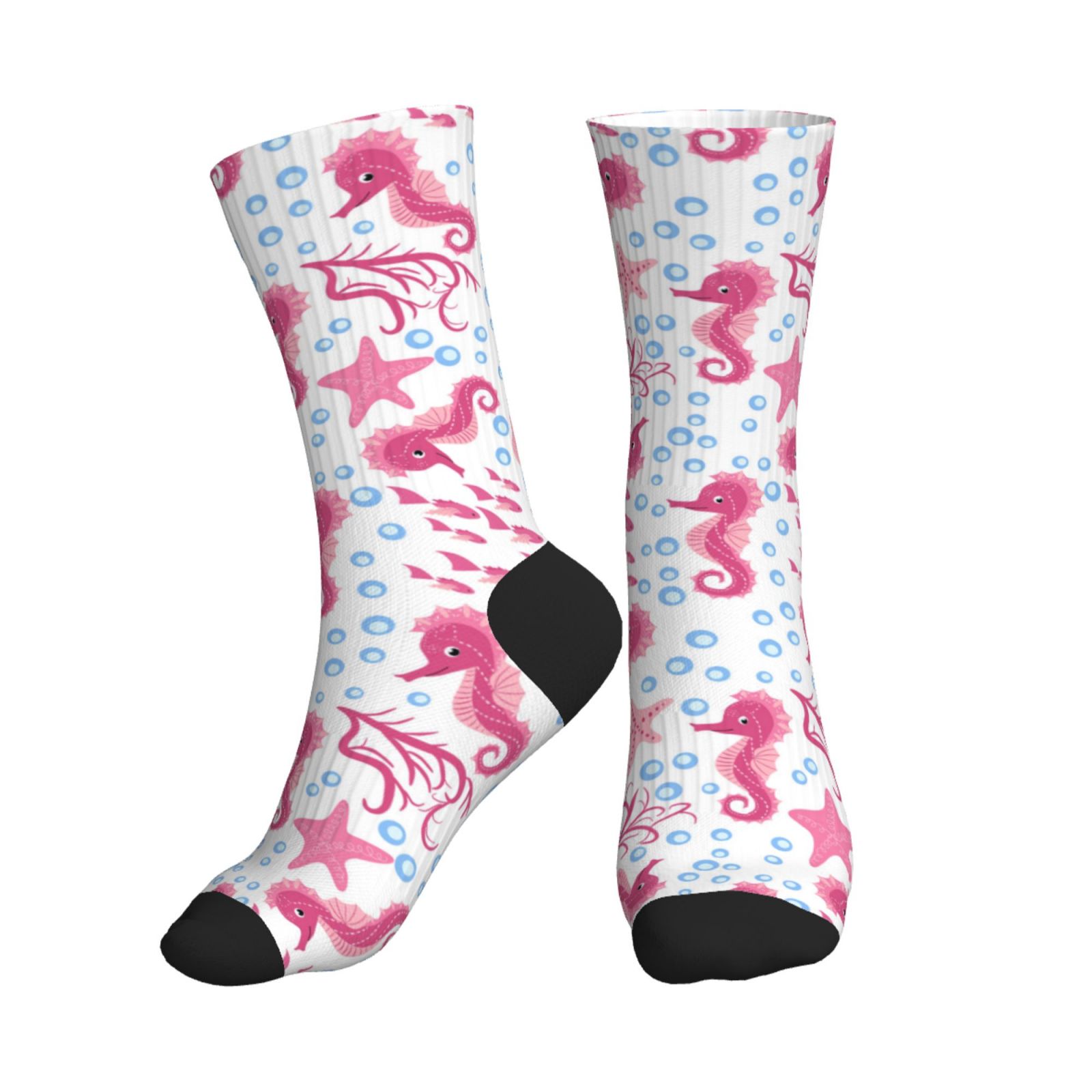 Crew Socks for Women Men Athletic - Seahorse and Starfish Soft Comfort ...