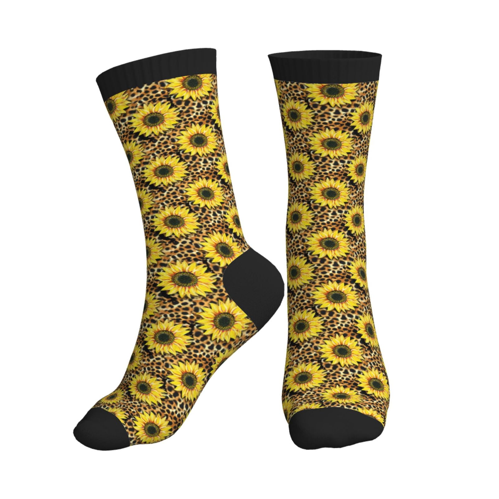 Crew Socks for Women Men, Sunflowers leopard Aesthetic yellow Comfort ...