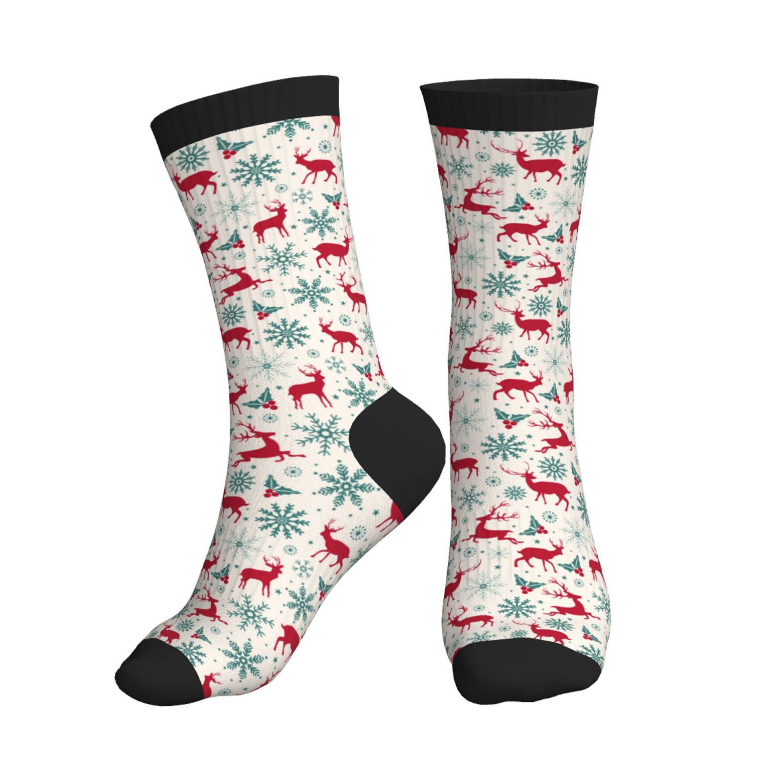 Crew Socks for Women Men Athletic - Vintage Christmas Reindeer Soft ...