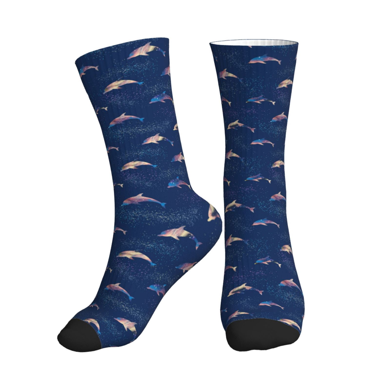 Crew Socks for Women Men Athletic - dolphin bright galaxy stars ...