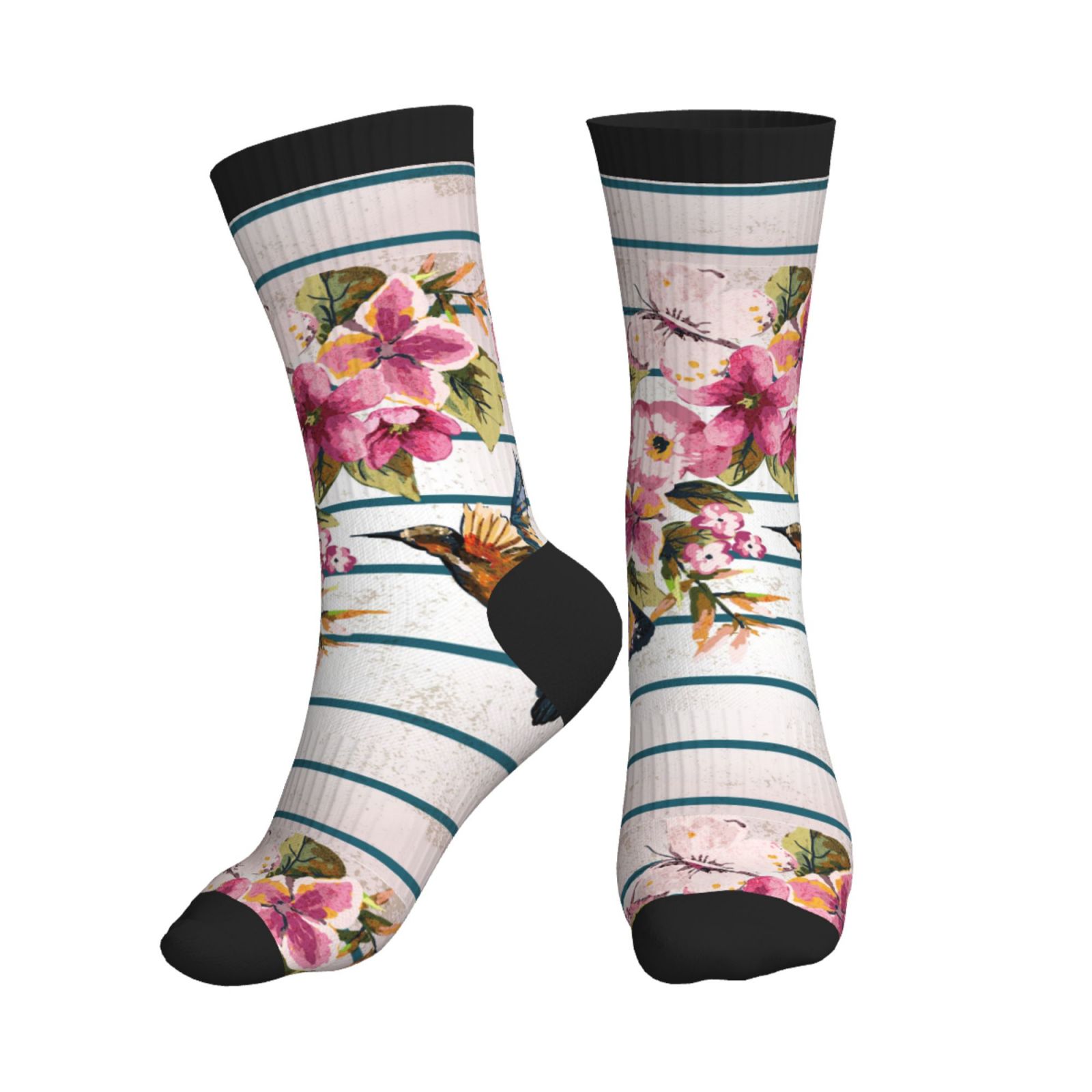 Crew Socks for Women Men Bird and Floral Athletic Calf Socks ...