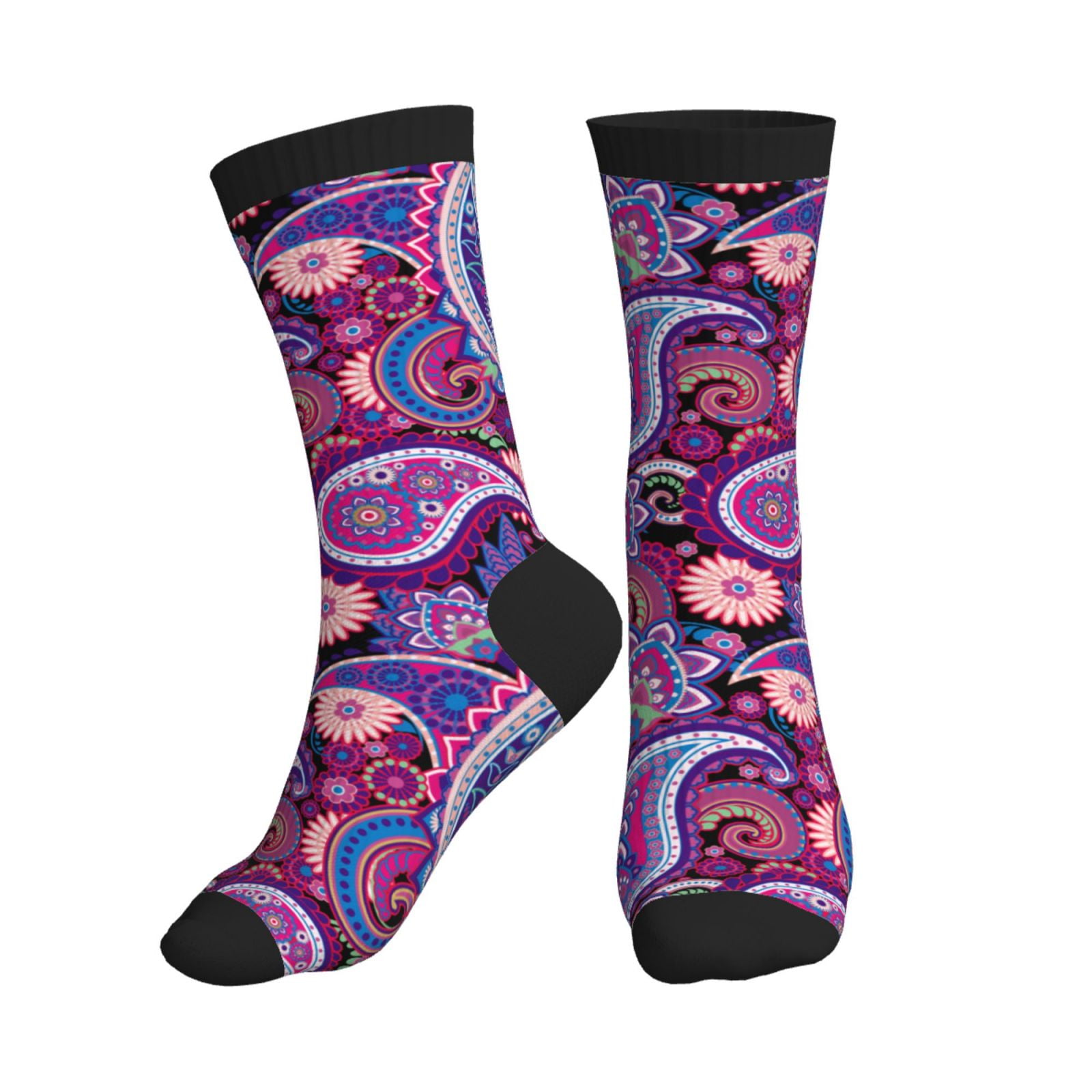 Crew Socks for Women Men, Blue Purple Paisley Womens Mens Socks, Hiking ...