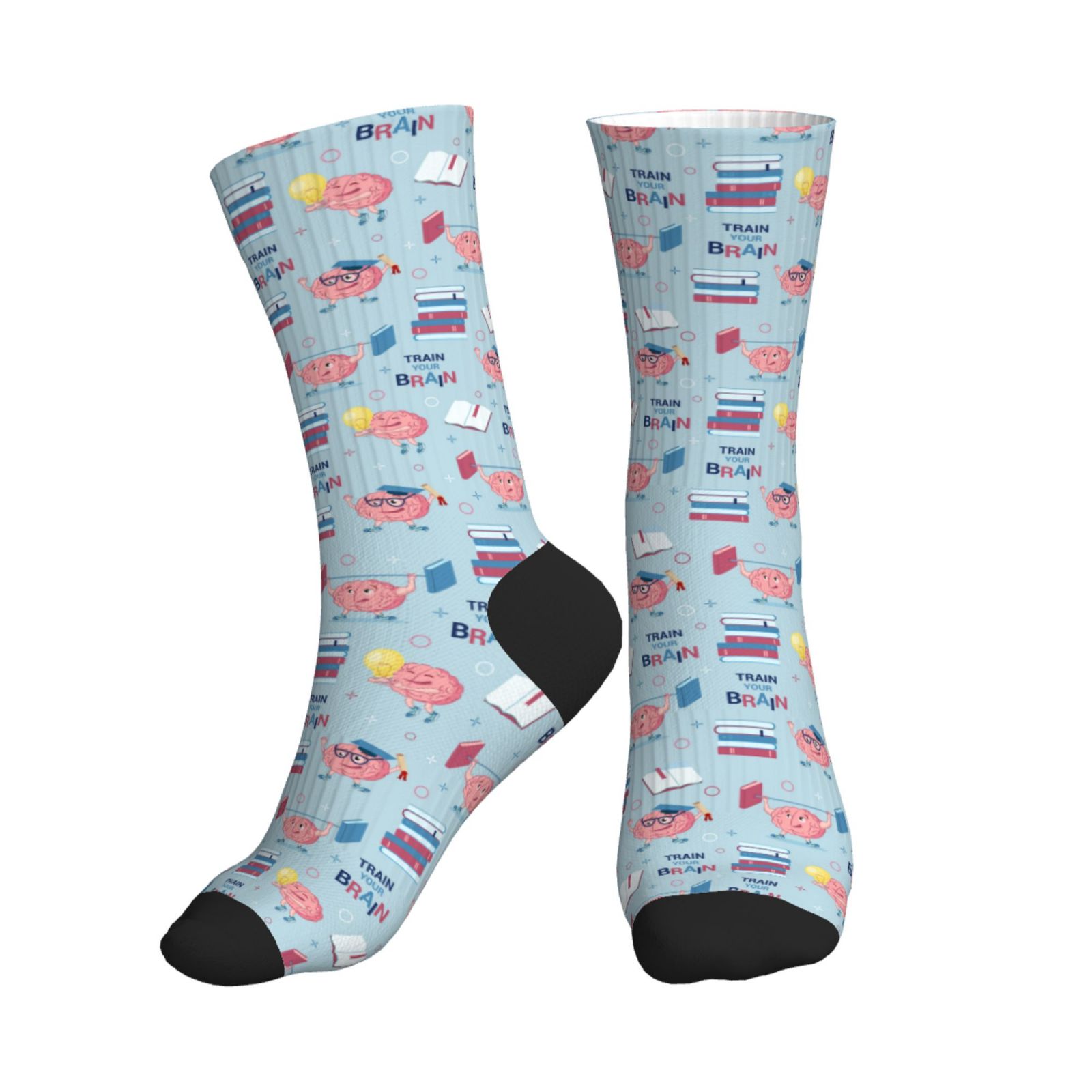 Crew Socks for Women Men Brain Training Athletic Calf Socks ...
