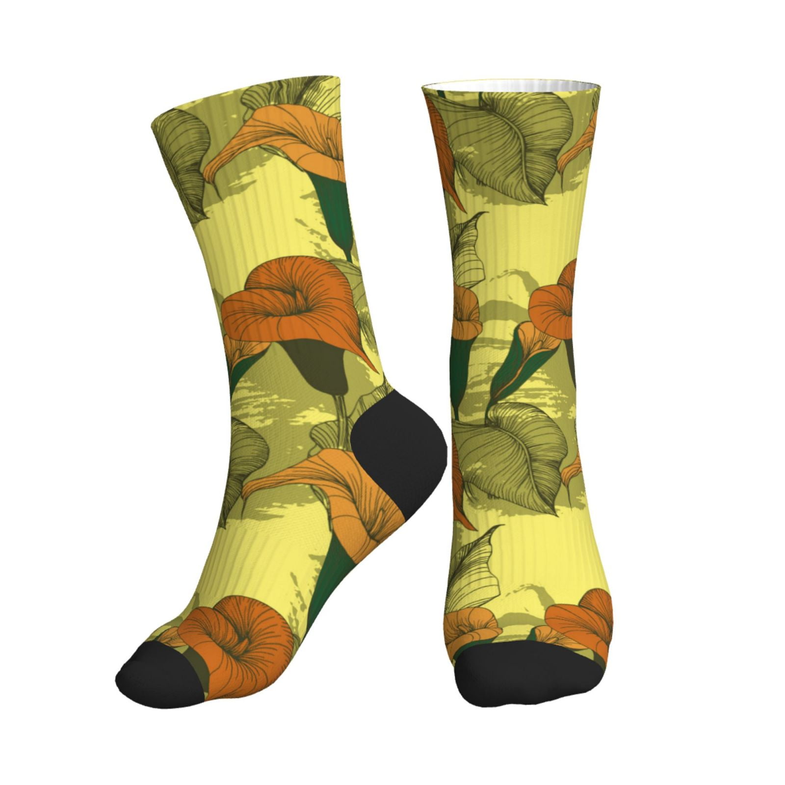 Crew Socks for Women Men, Calla Lily Flowers Yellow Womens Mens Socks ...