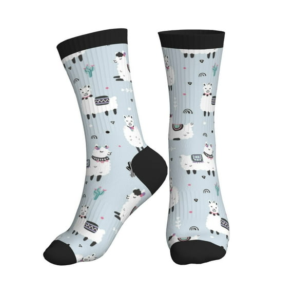 Crew Socks for Women Men - Cartoon Cute Alpacas Cactus Athletic Running ...
