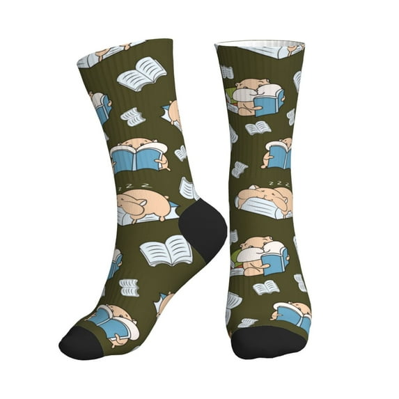 Crew Socks for Women Men - Cartoon Cute Hamster Reading Athletic ...