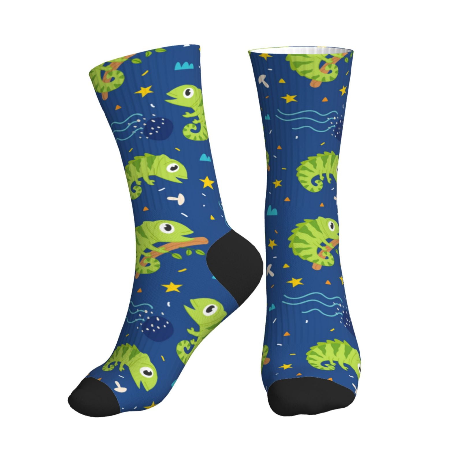 Crew Socks for Women Men - Cartoon Funny Chameleon Lizard Athletic ...