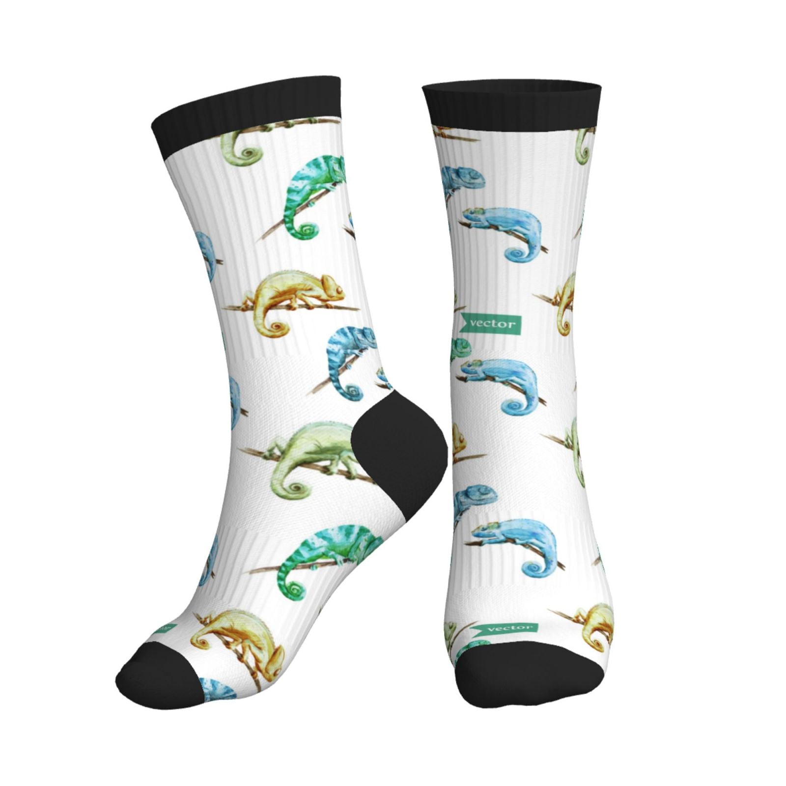 Crew Socks for Women Men, Colorful Cute Chameleon Lizard Womens Mens ...