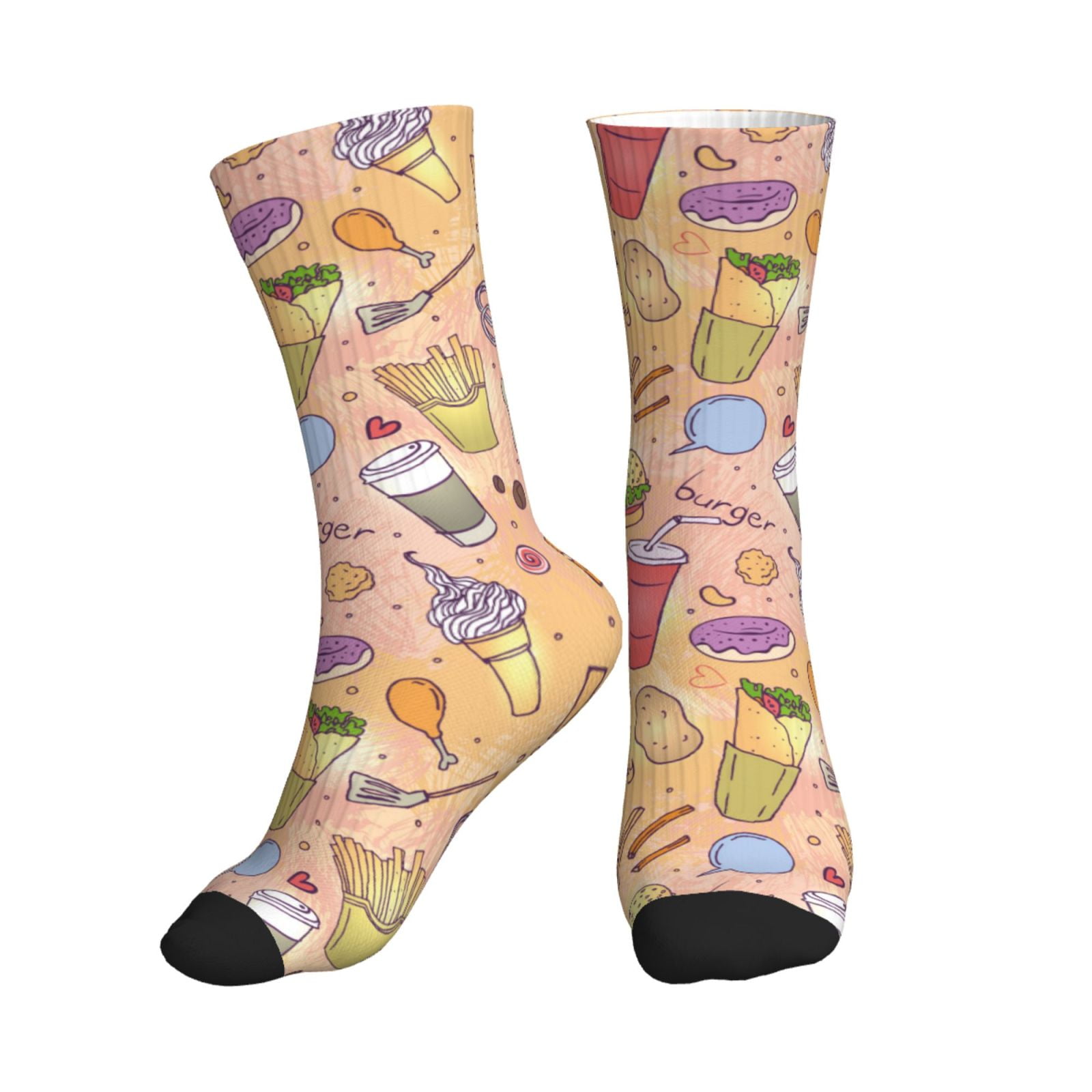 Crew Socks for Women Men, Cute Food Ice Cream Drinks Moisture Running ...