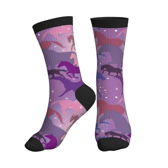 Crew Socks for Women Men - Fantasy Cool Horse Gradient Color Athletic ...