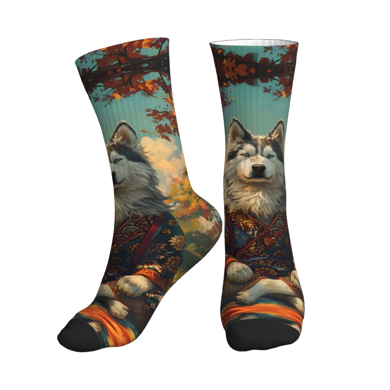 Crew Socks for Women Men, Forest Maple Leaf Husky Womens Mens Socks ...