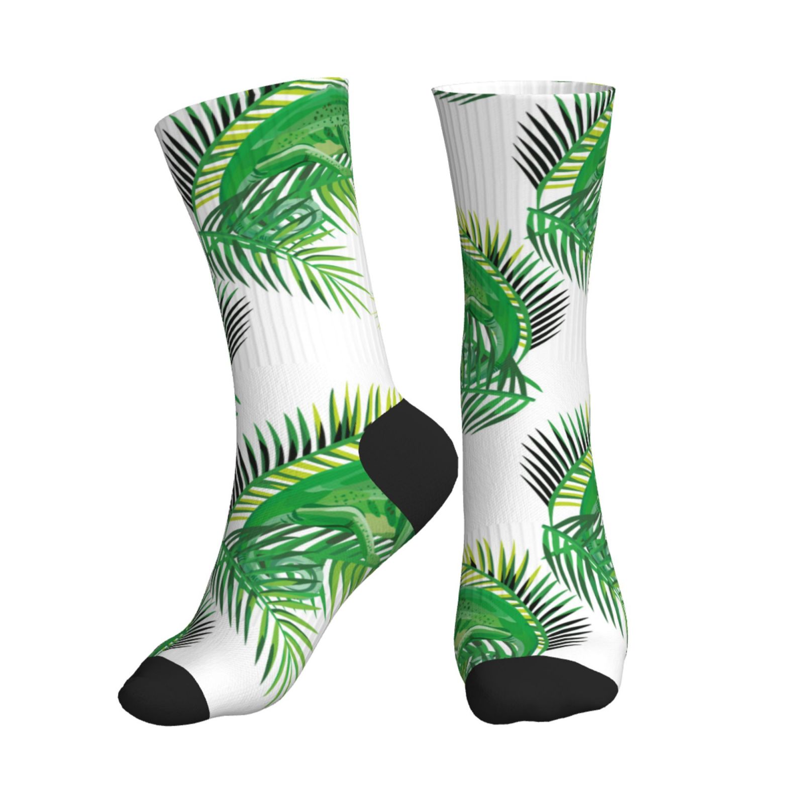 Crew Socks for Women Men - Funny Cute Chameleon Green Athletic Running ...