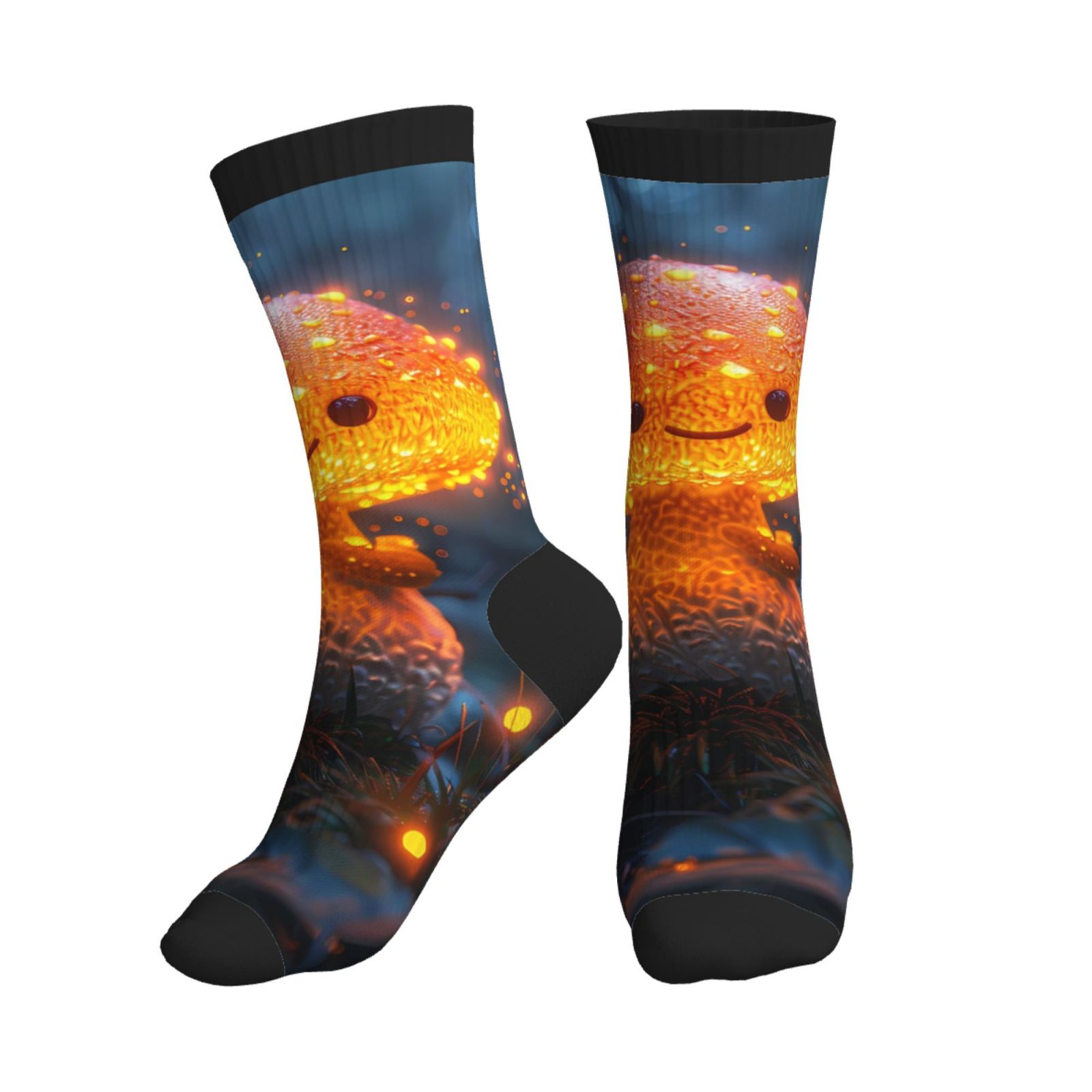 Crew Socks for Women Men Glowing Mushroom In Forest Athletic Calf Socks ...