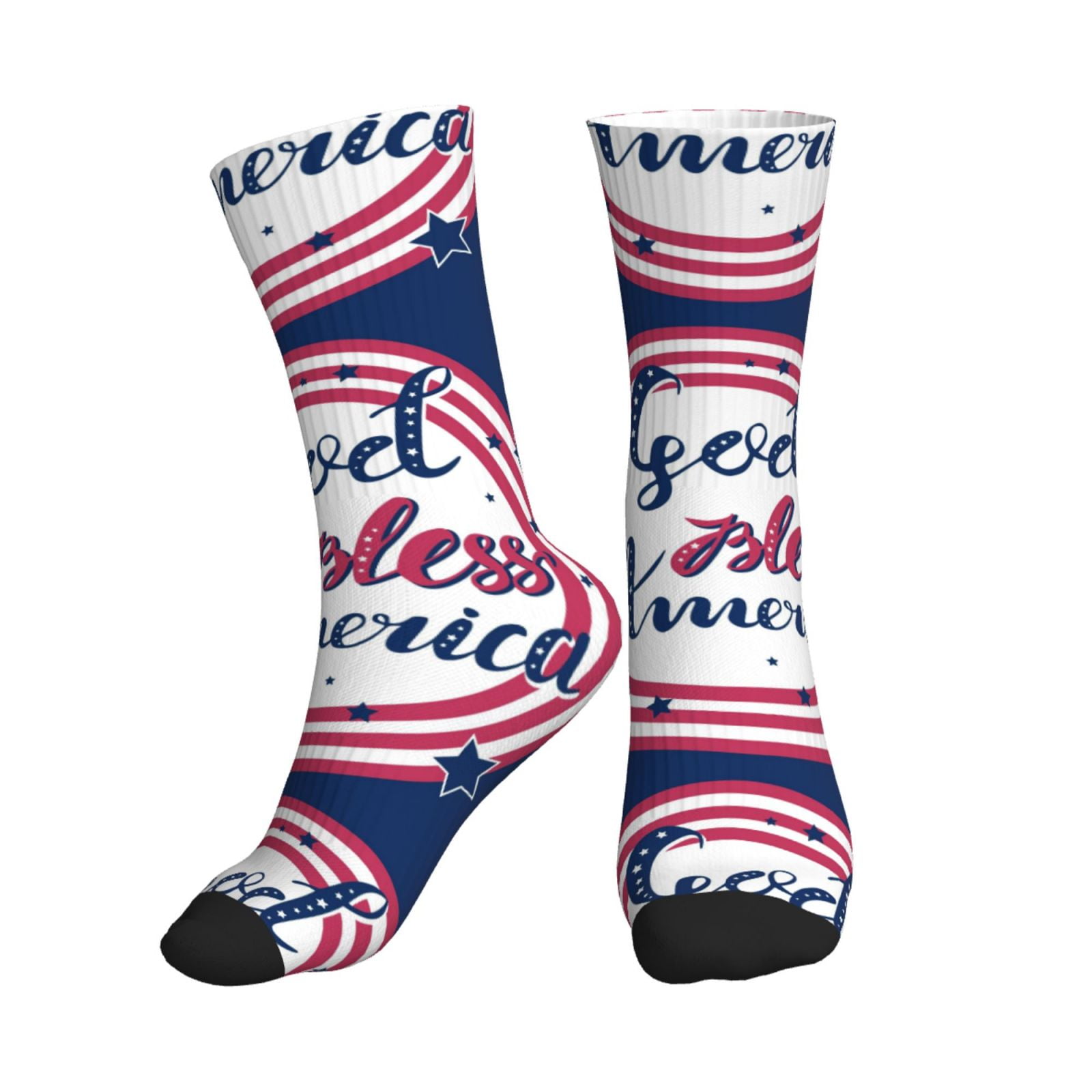 Crew Socks for Women Men God Bless America Patriotic Star Athletic Calf Socks, Lightweight Thin ...