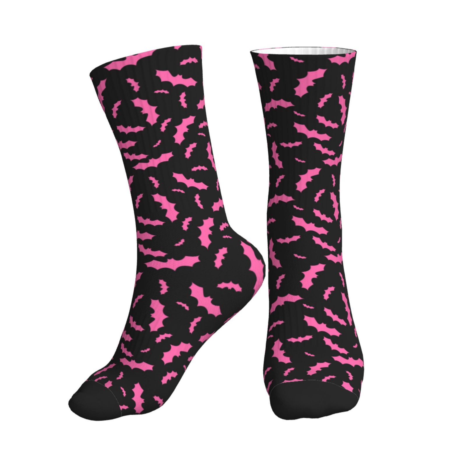 Crew Socks for Women Men Halloween pink bats black cool Athletic Calf ...