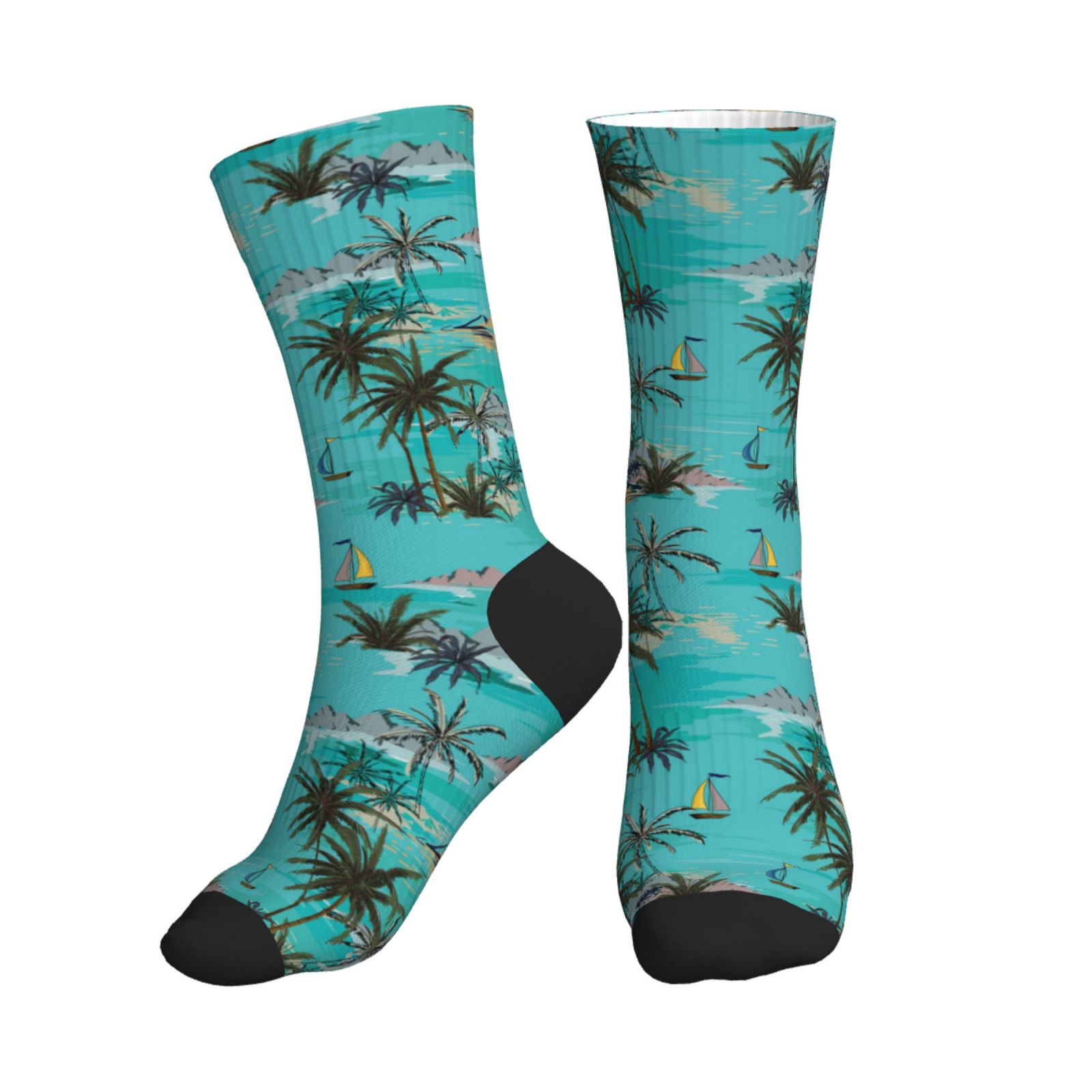 Crew Socks for Women Men - Hawaiian Style Blue Athletic Running Socks ...