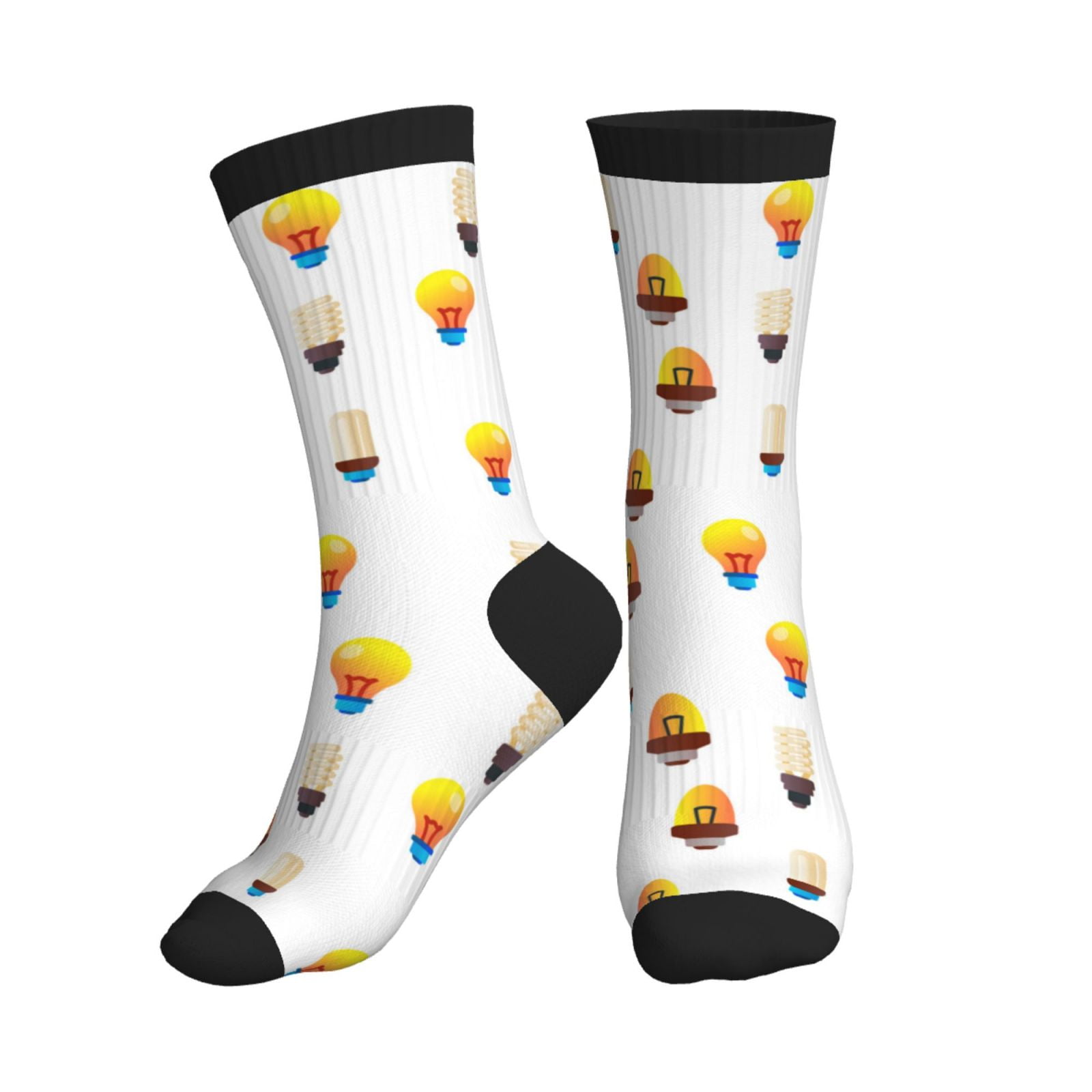 Crew Socks for Women Men, Light Bulb Pattern Clean Womens Mens Socks ...