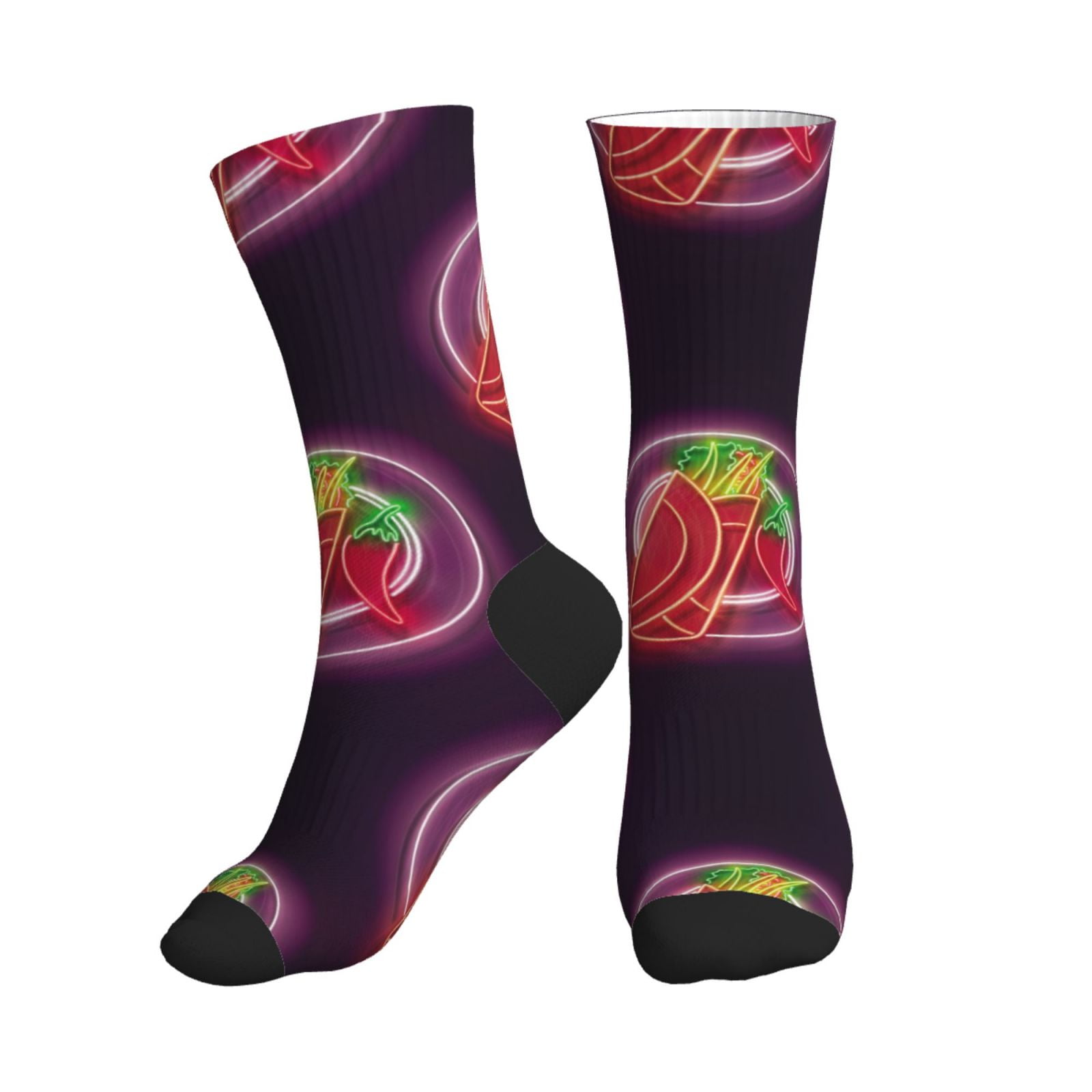 Crew Socks for Women Men - Light Bulb Pattern chili Athletic Running ...