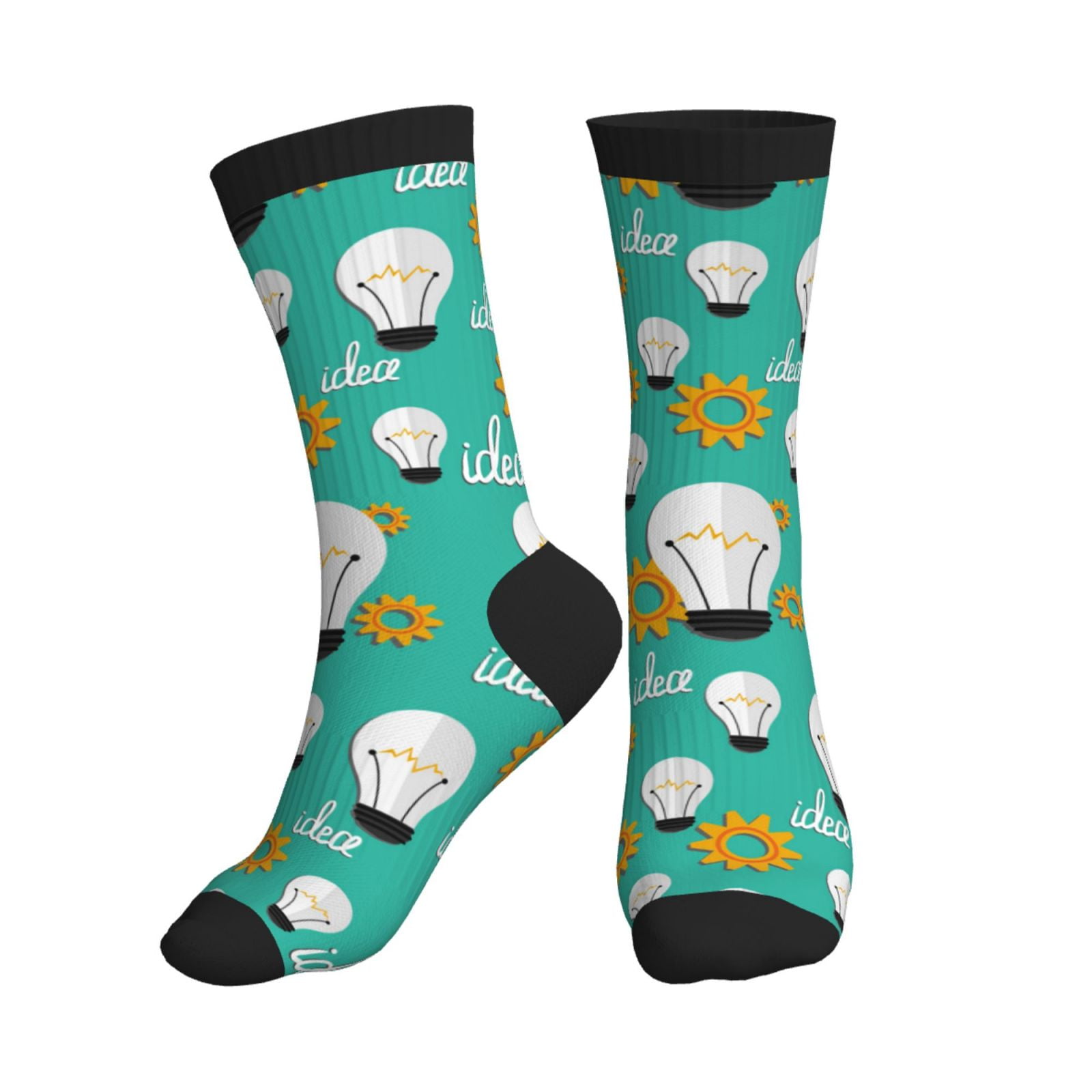 Crew Socks for Women Men - Light Bulb Pattern gear Athletic Running ...