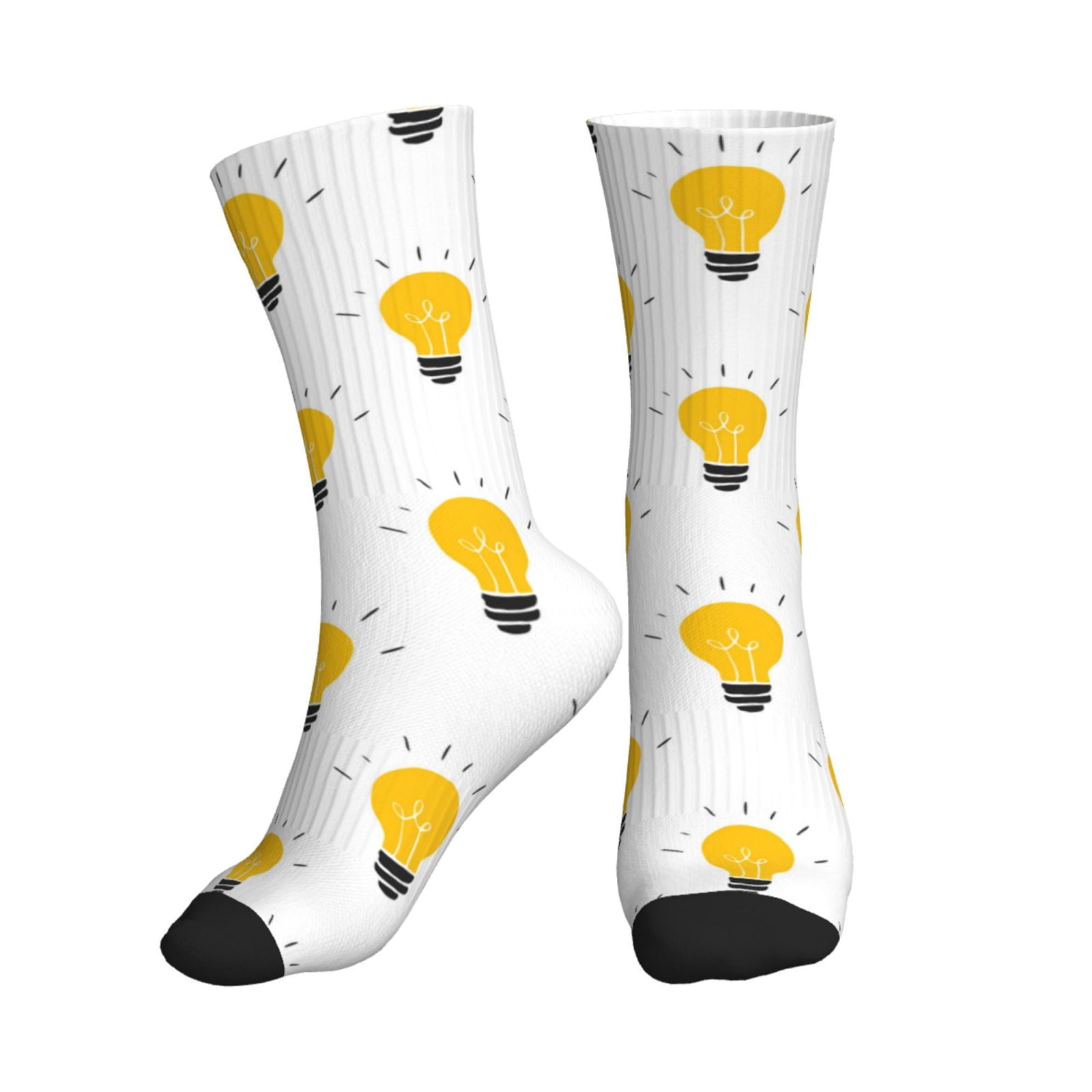 Crew Socks for Women Men, Light Bulb Pattern white Womens Mens Socks ...