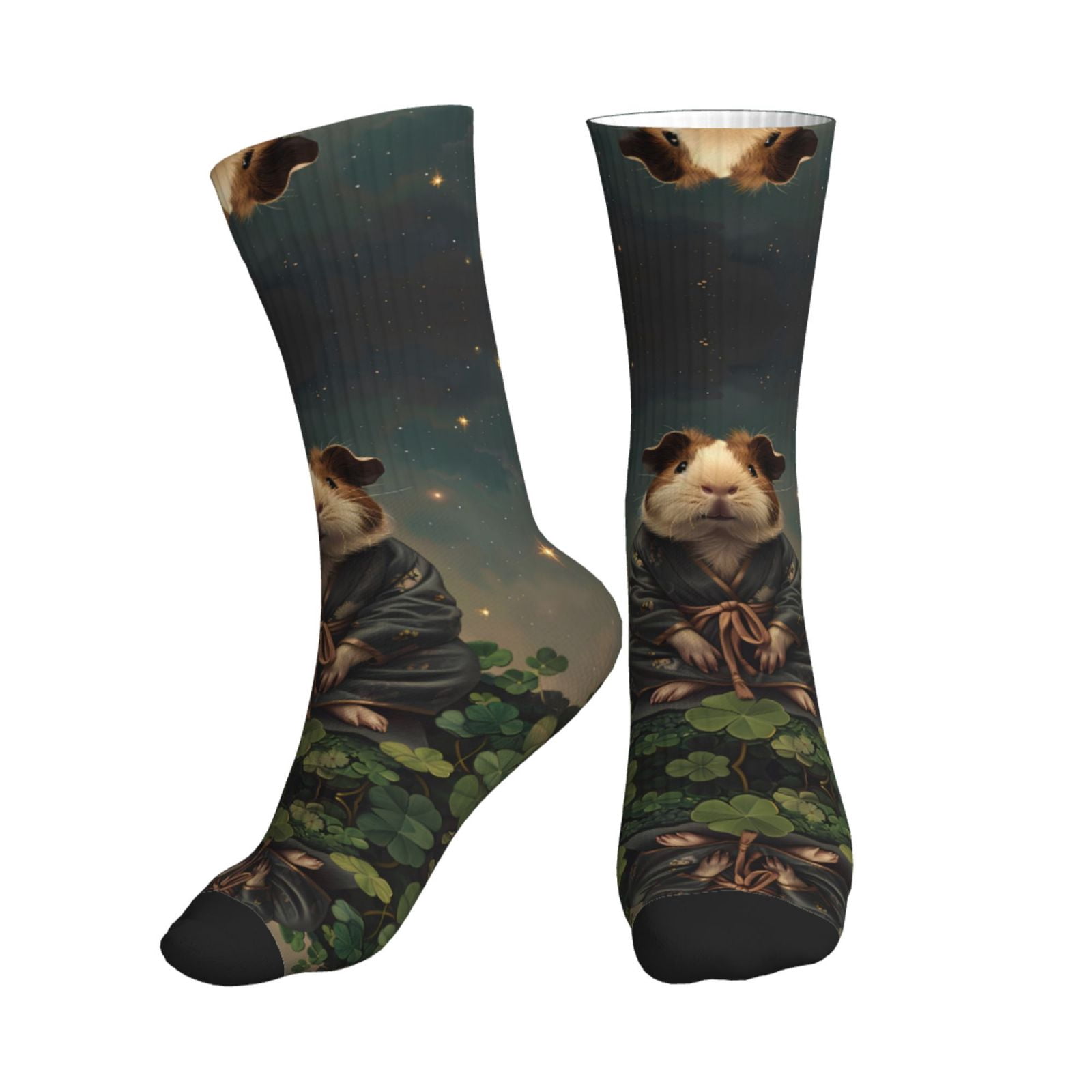 Crew Socks for Women Men Lotus Leaf Starry Sky Guinea Pig Athletic Calf ...