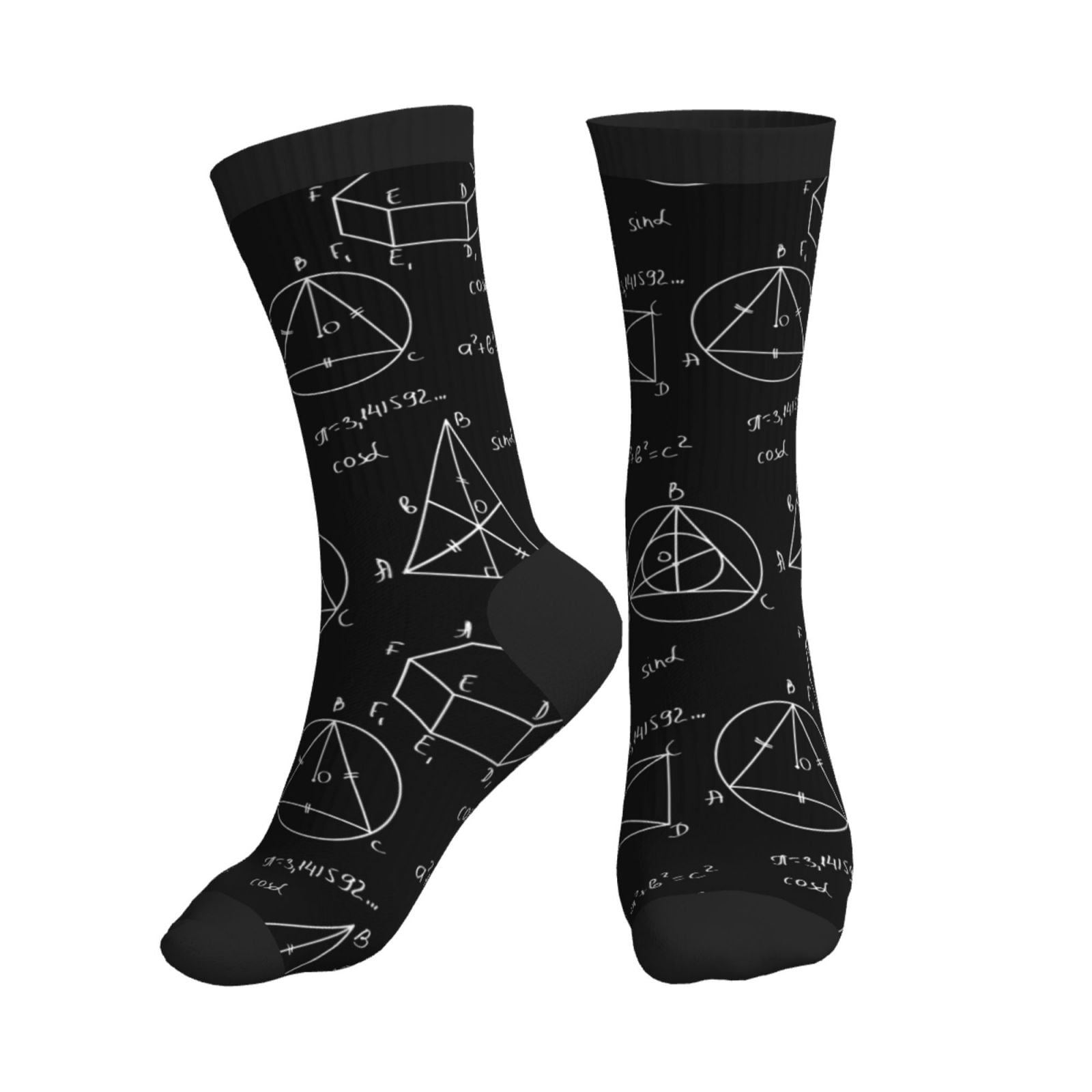 Crew Socks for Women Men - Math Print geometry Athletic Running Socks ...