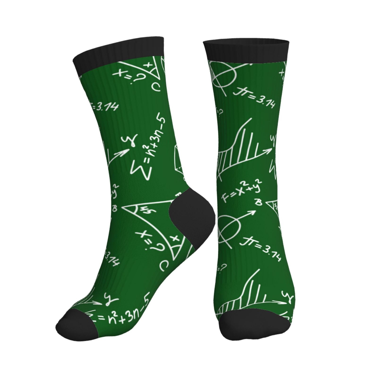 Crew Socks for Women Men - Math pattern green Athletic Running Socks ...