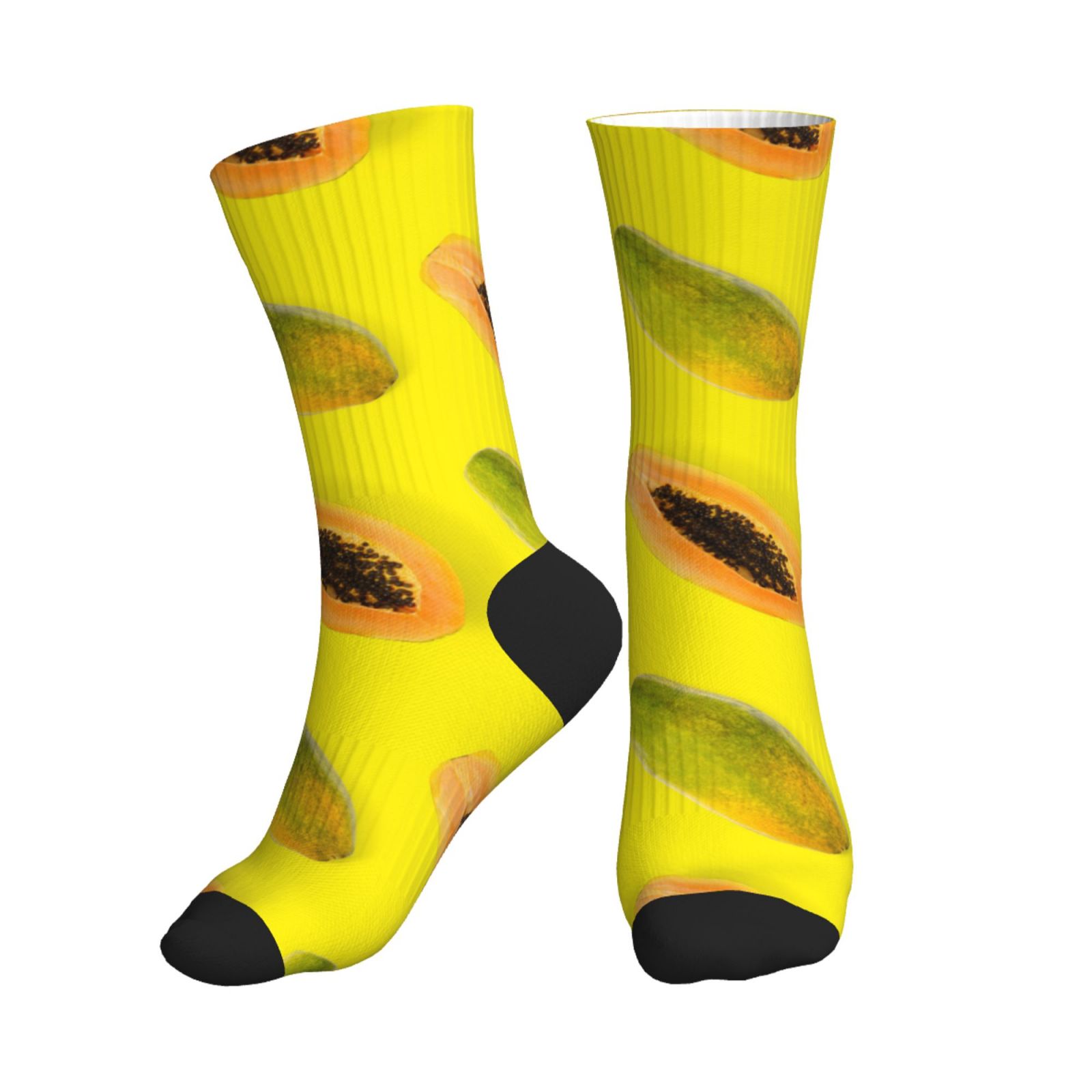 Crew Socks for Women Men - Papaya Tropical yellow Athletic Running ...