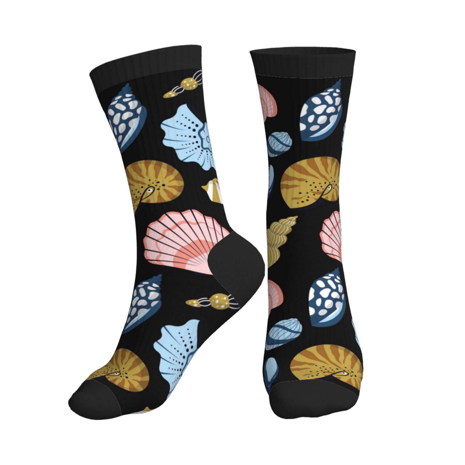 Crew Socks for Women Men - Pink Gold Blue Shell Conch Athletic Running ...