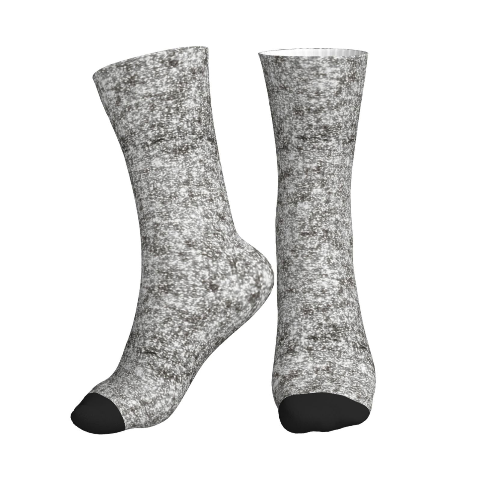 Crew Socks for Women Men Silver Glitter Athletic Calf Socks ...