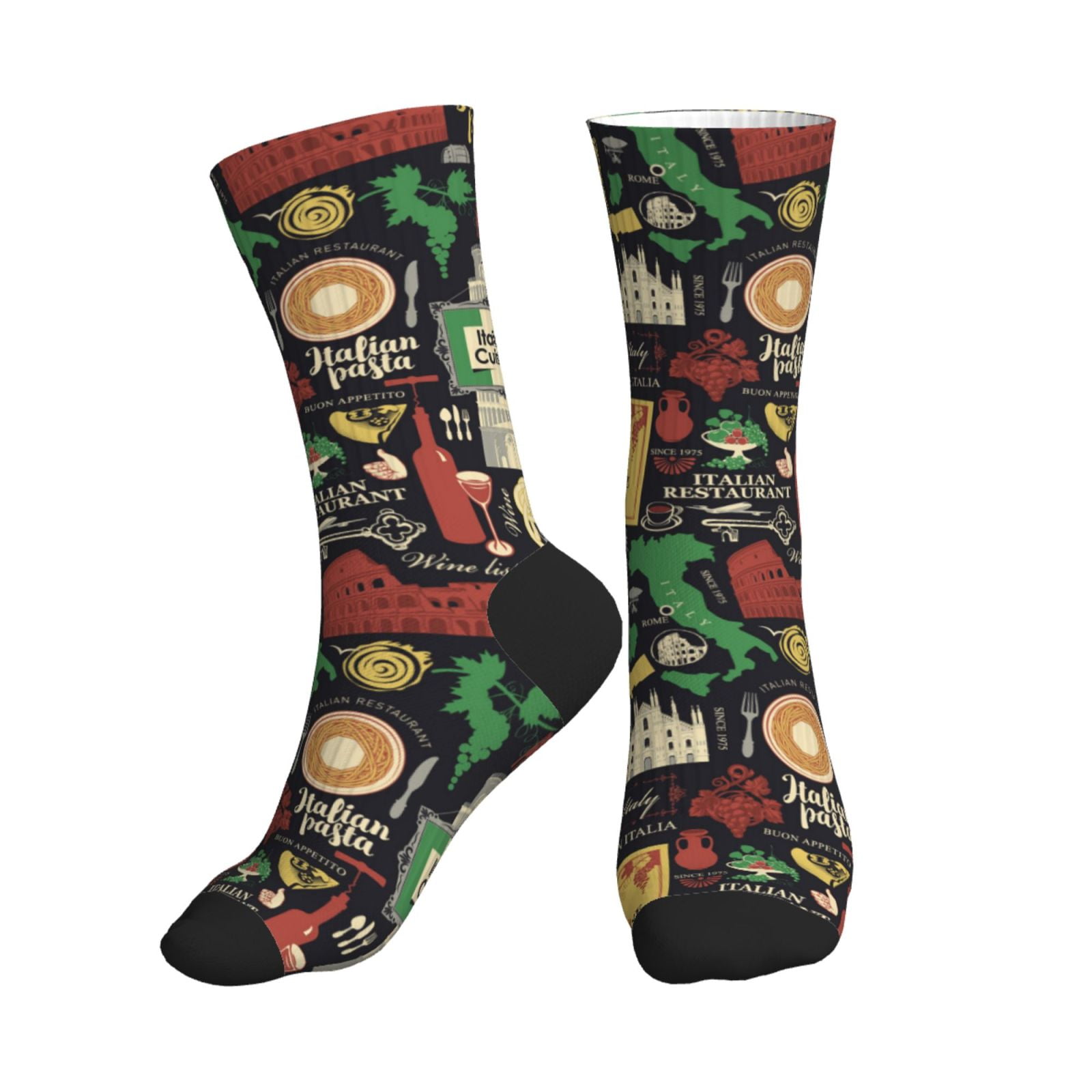 Crew Socks for Women Men, Stamp Pattern Italian Moisture Running ...