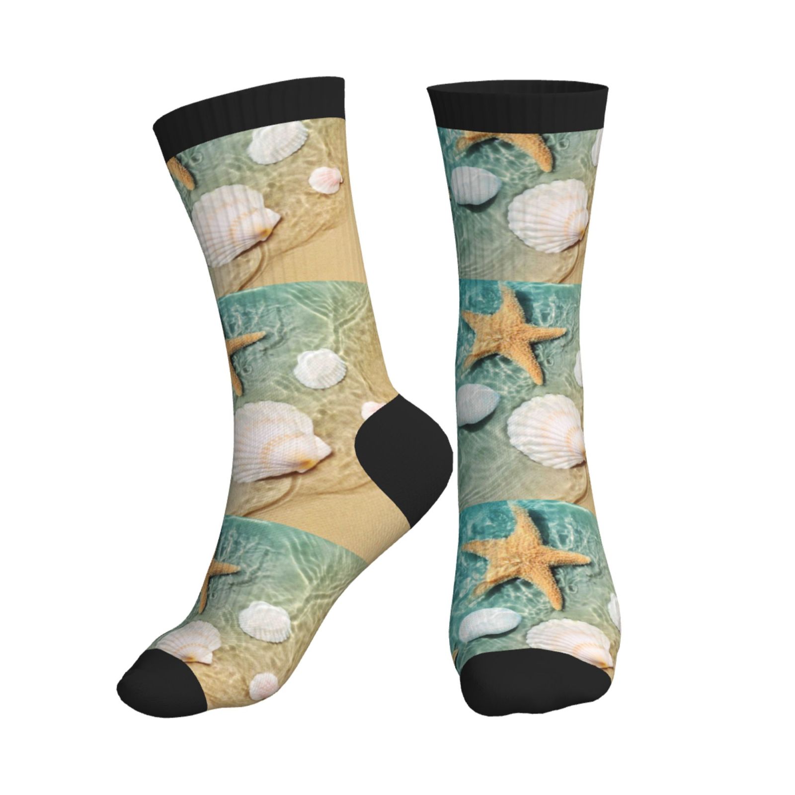 Crew Socks for Women Men Starfish Seashell Summer Beach Athletic Calf ...
