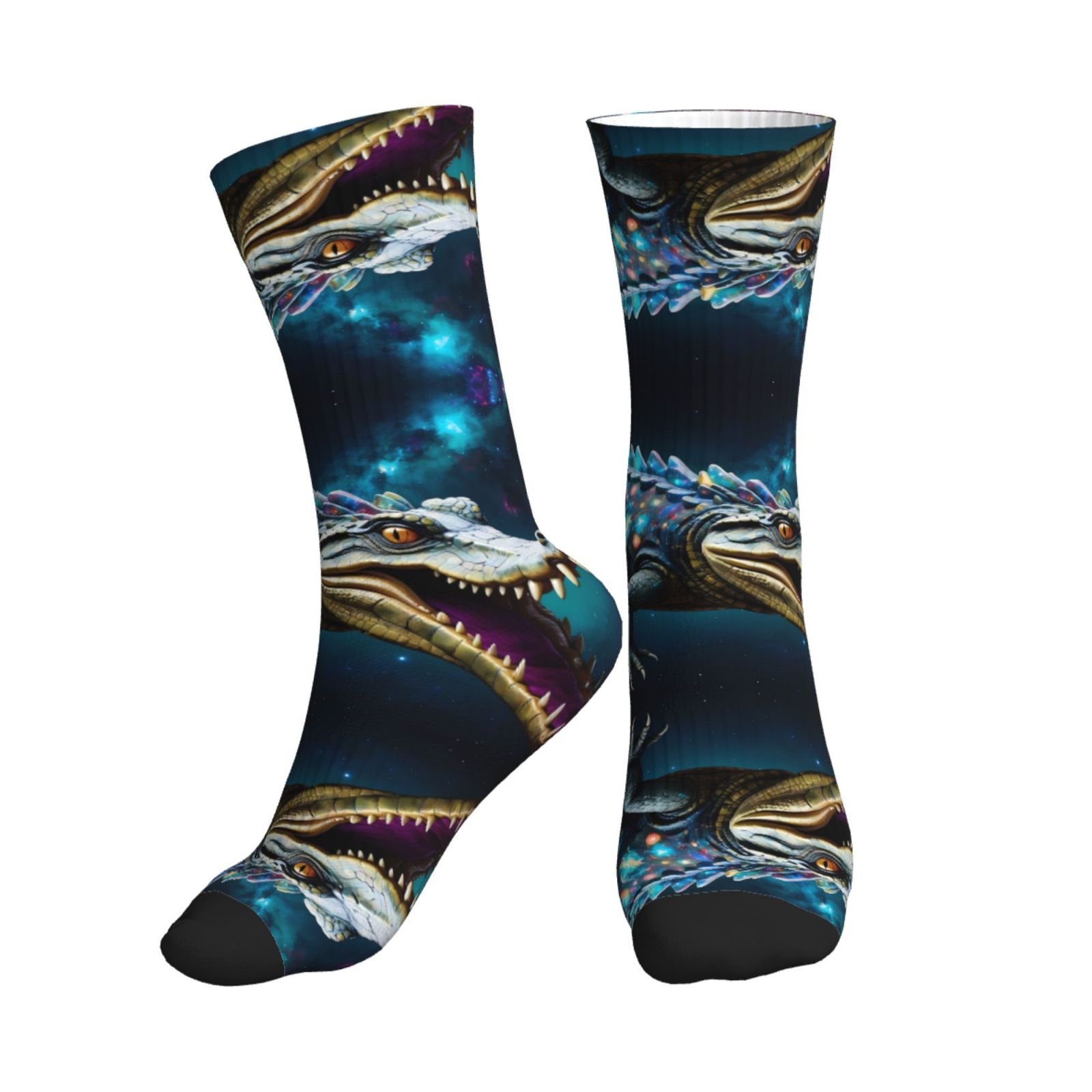 Crew Socks for Women Men Starry Sky Colorful Crocodile Athletic Calf ...