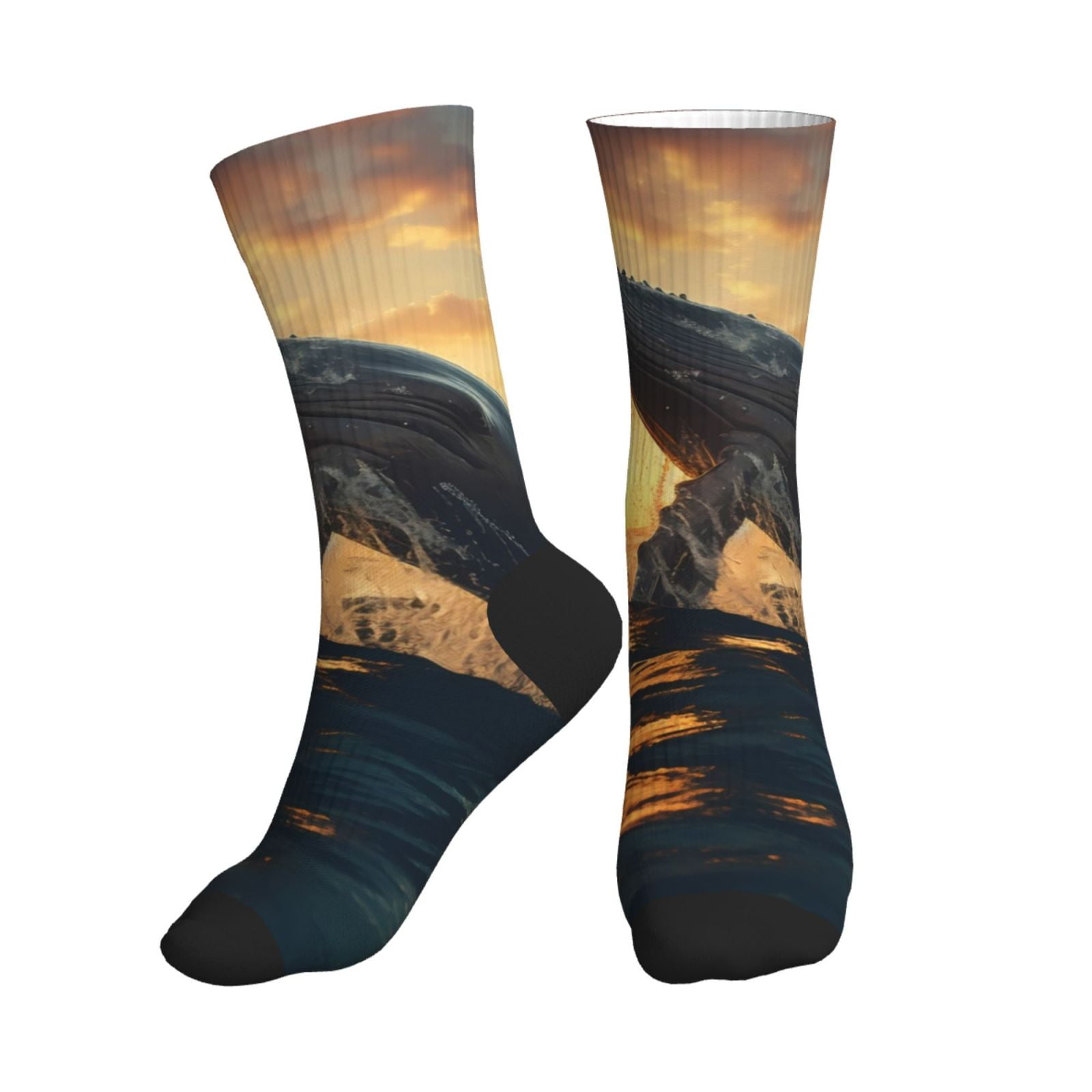 Crew Socks for Women Men Sunset Ocean Whale Athletic Calf Socks ...