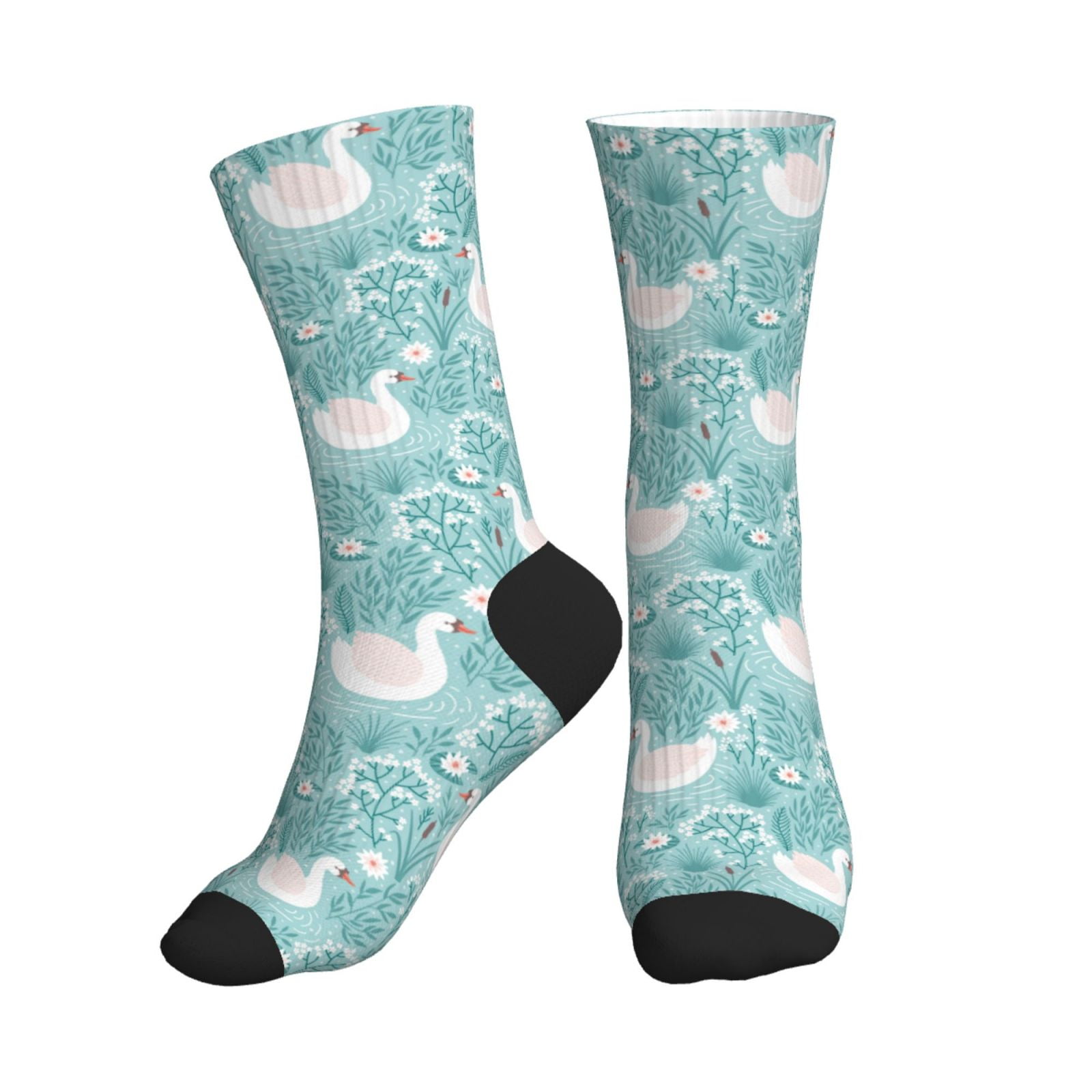 Crew Socks for Women Men, Swan And Flowers4 Womens Mens Socks, Hiking ...