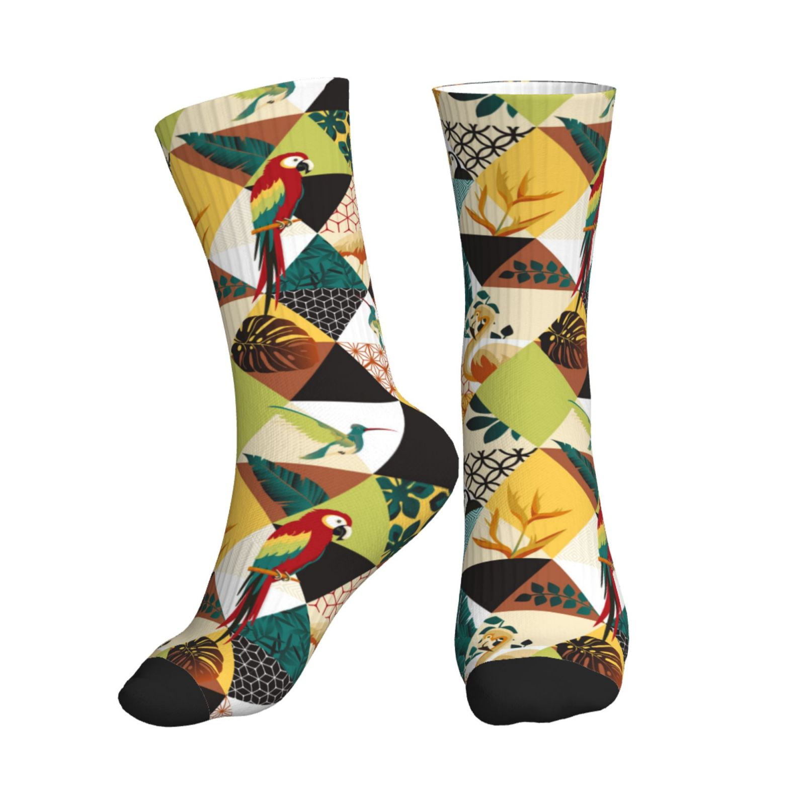 Crew Socks for Women Men, Tropical Parrot Flamingo Bird Moisture ...