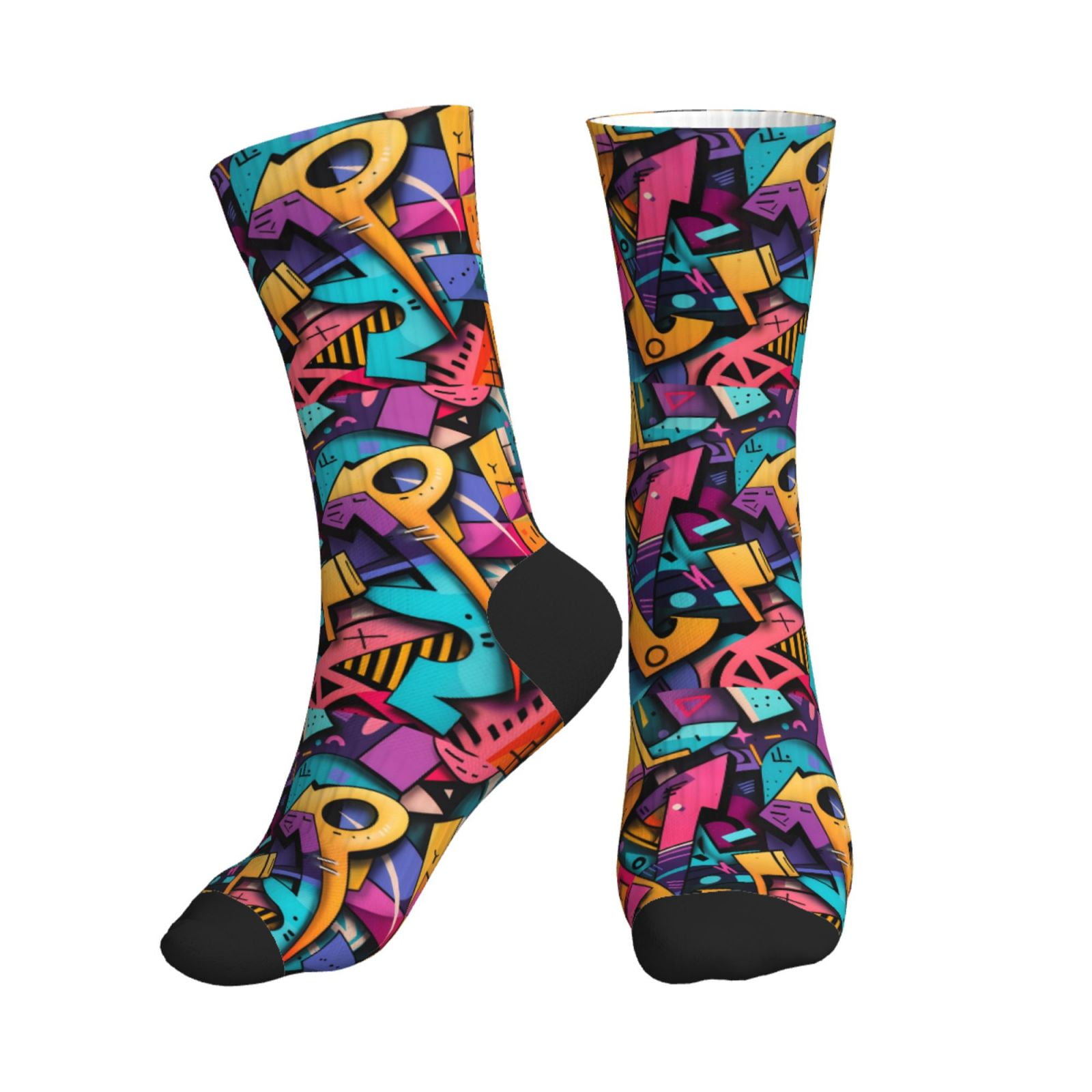 Crew Socks for Women Men Vibrant Graffiti Urban Art Athletic Calf Socks ...