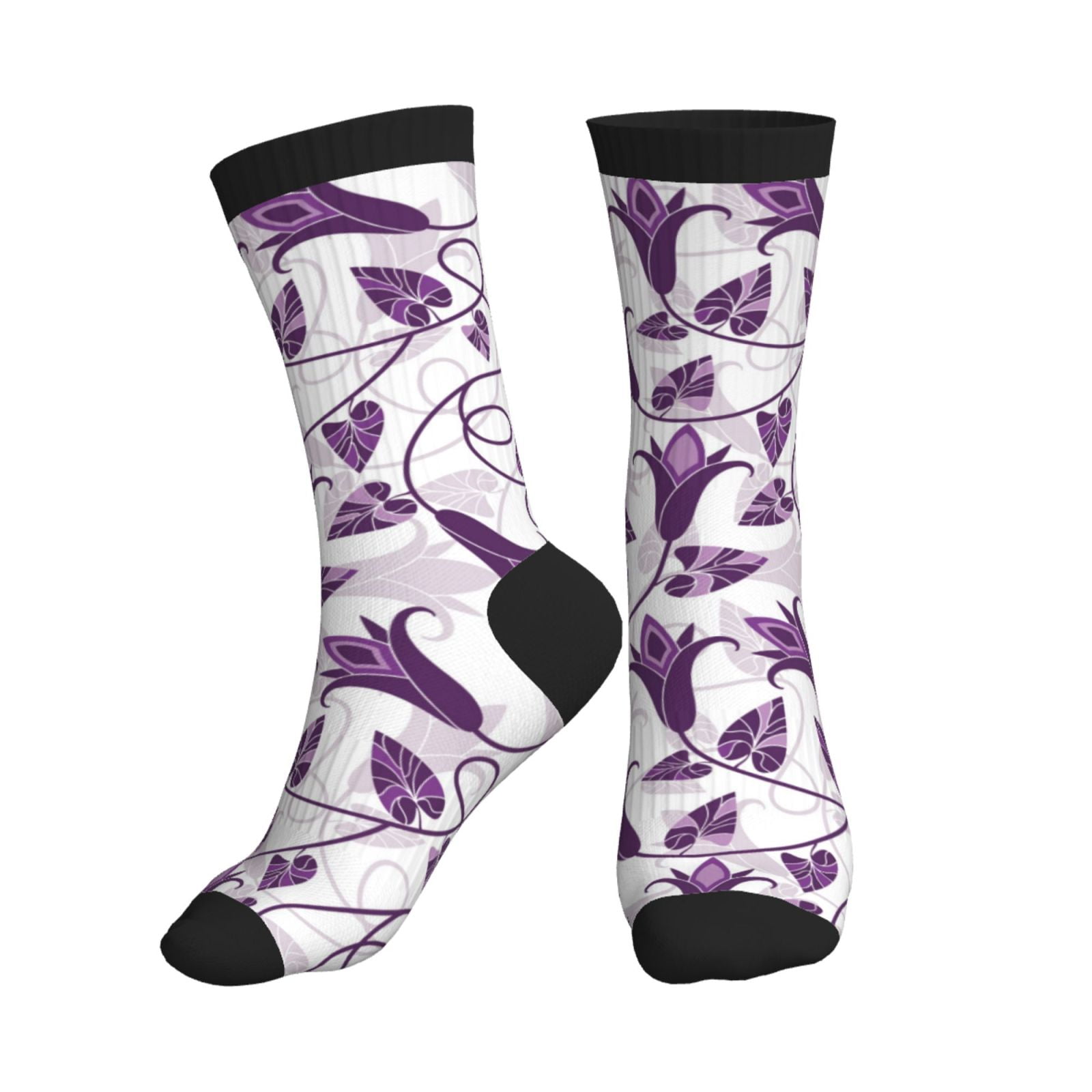 Crew Socks for Women Men, Violets Flowers Fujiman Womens Mens Socks, Hiking Socks Running Socks ...