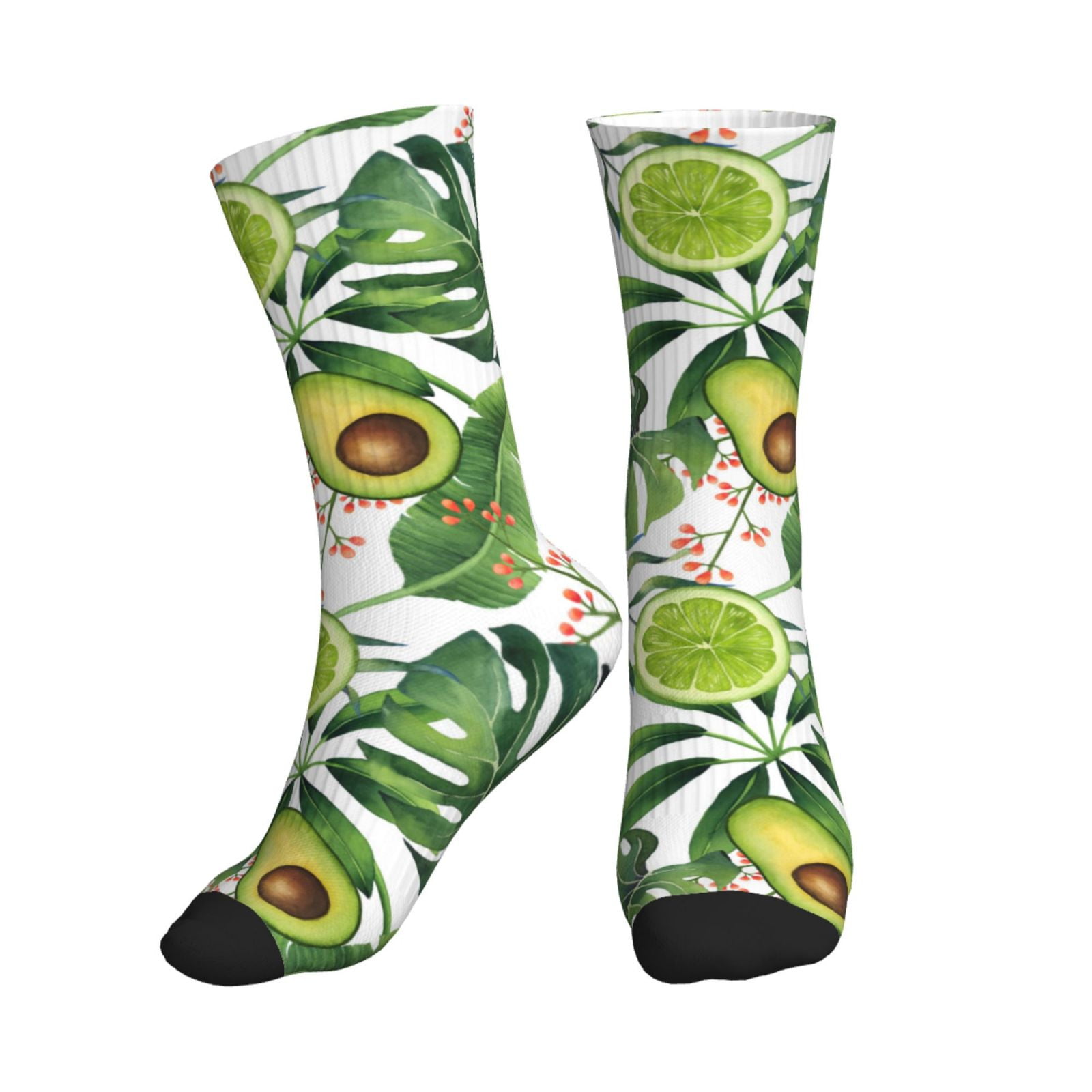 Crew Socks for Women Men, Watercolor Green Tropical Moisture Running ...